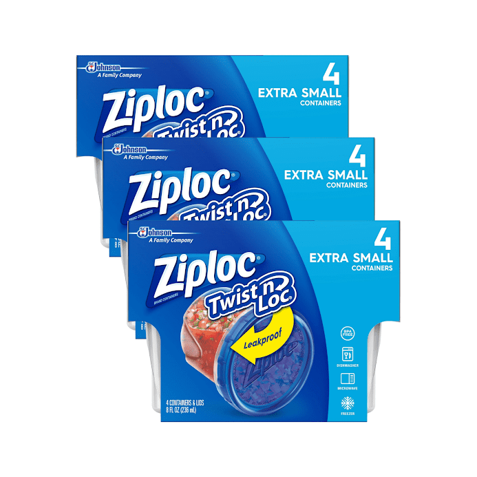Ziploc Food Storage Containers with Lids, Twist 'n Loc, Extra Small ...