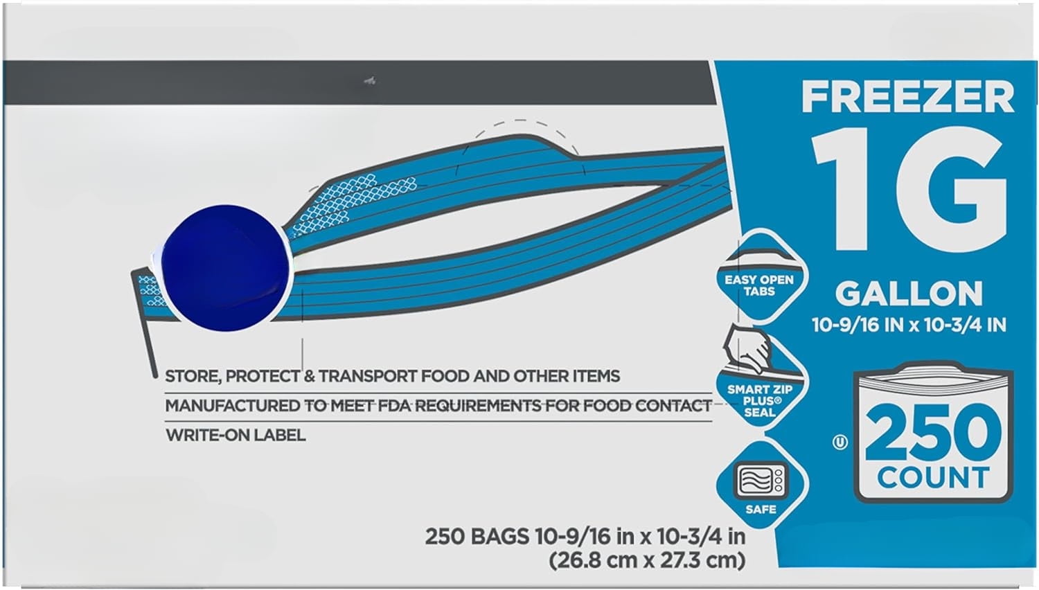 Freezer And Storage Bags, 1 Gallon, Box Of 250 Bags - Walmart.com