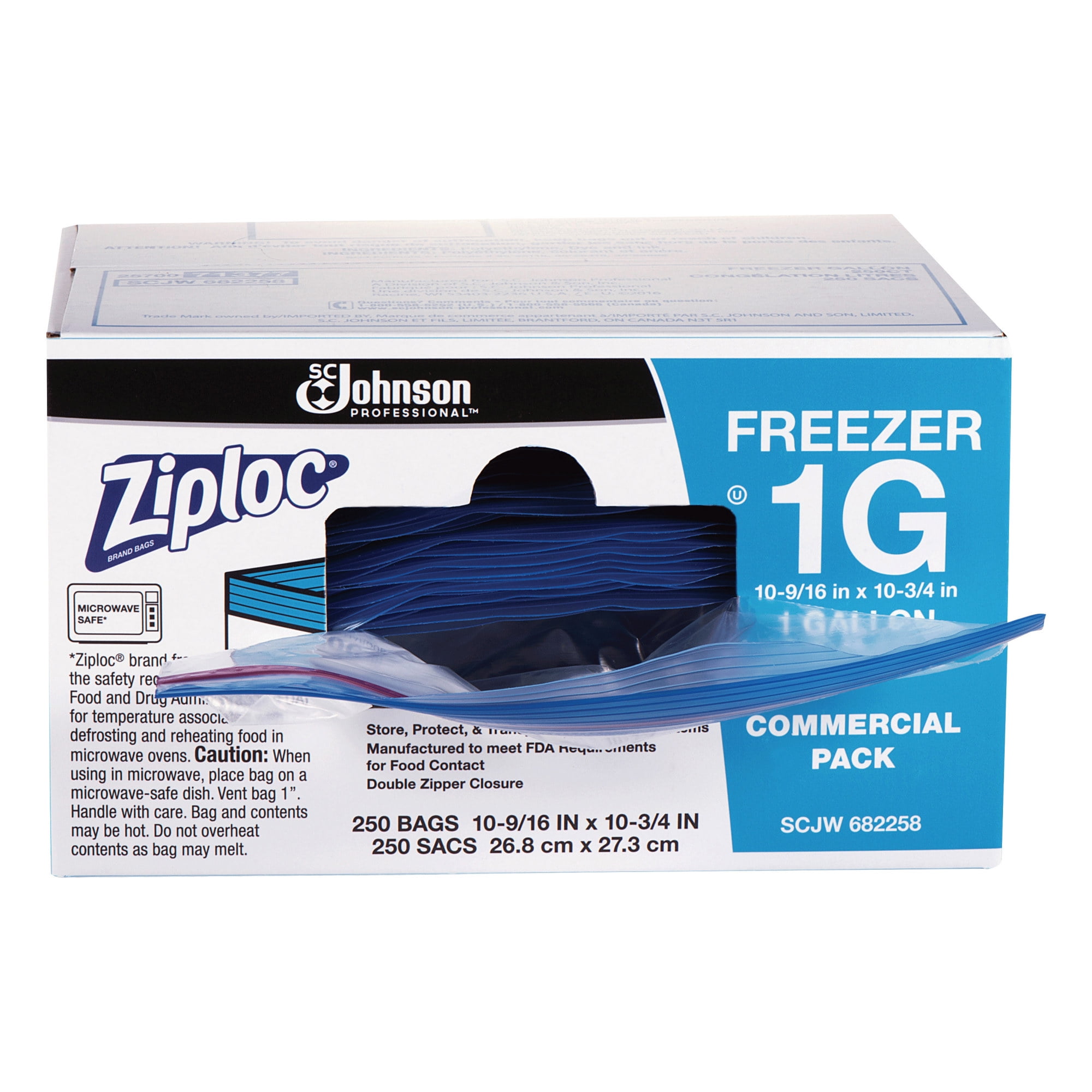 Ziploc Storage Baggies, 1-Gallon Sealable Double Zipper Freezer Bags, 2 ...