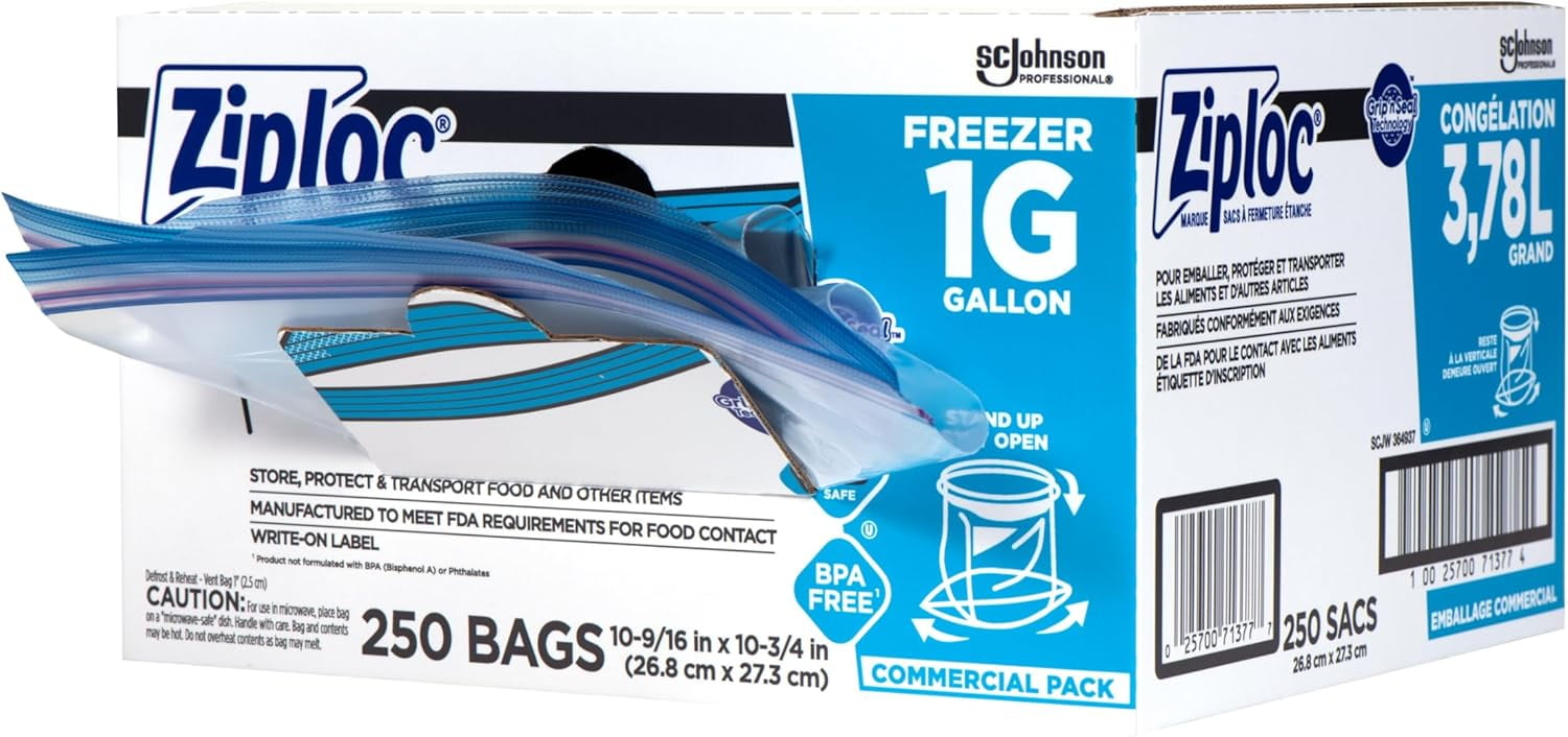 Ziploc® Freezer And Storage Bags, 1 Gallon, Box Of 250 Bags - Walmart.com