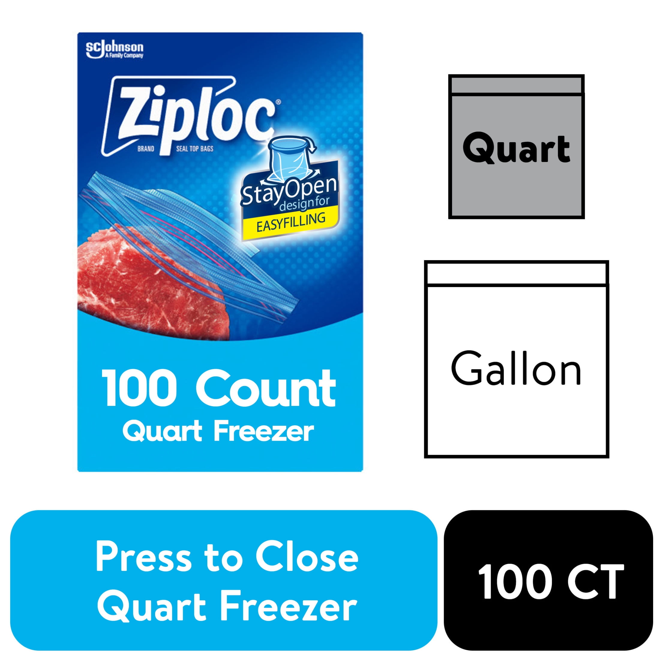 Ziploc Freezer Quart Bag, School Supplies, Stay Open Design, Grip 'n ...