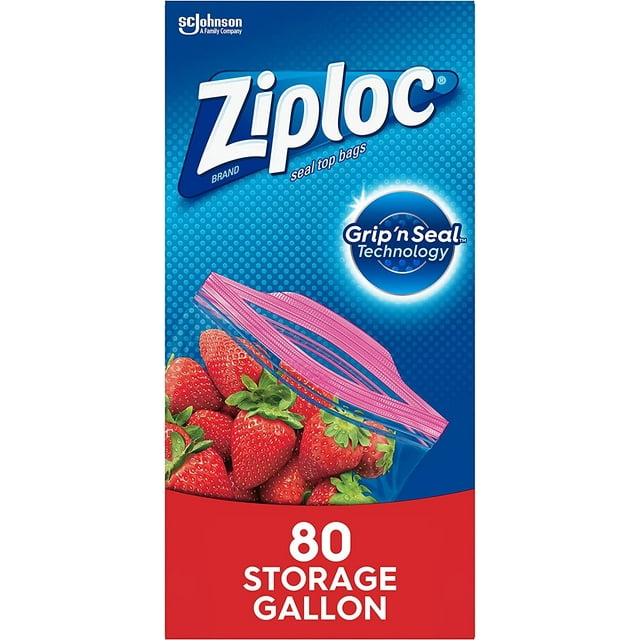 Ziploc Gallon Food Storage Bags, Grip ,N Seal Technology For Easier Grip, Open, And Close, 80 ...