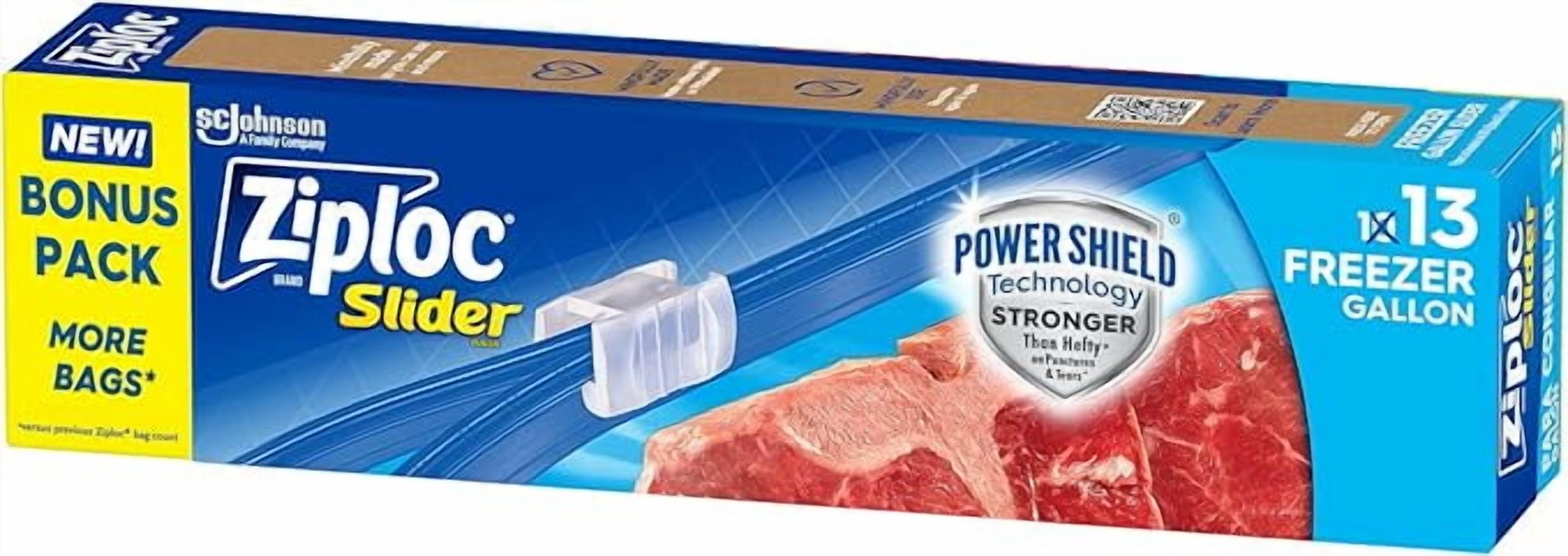Ziploc Gallon Food Storage Freezer Slider Bags, Power Shield Technology ...
