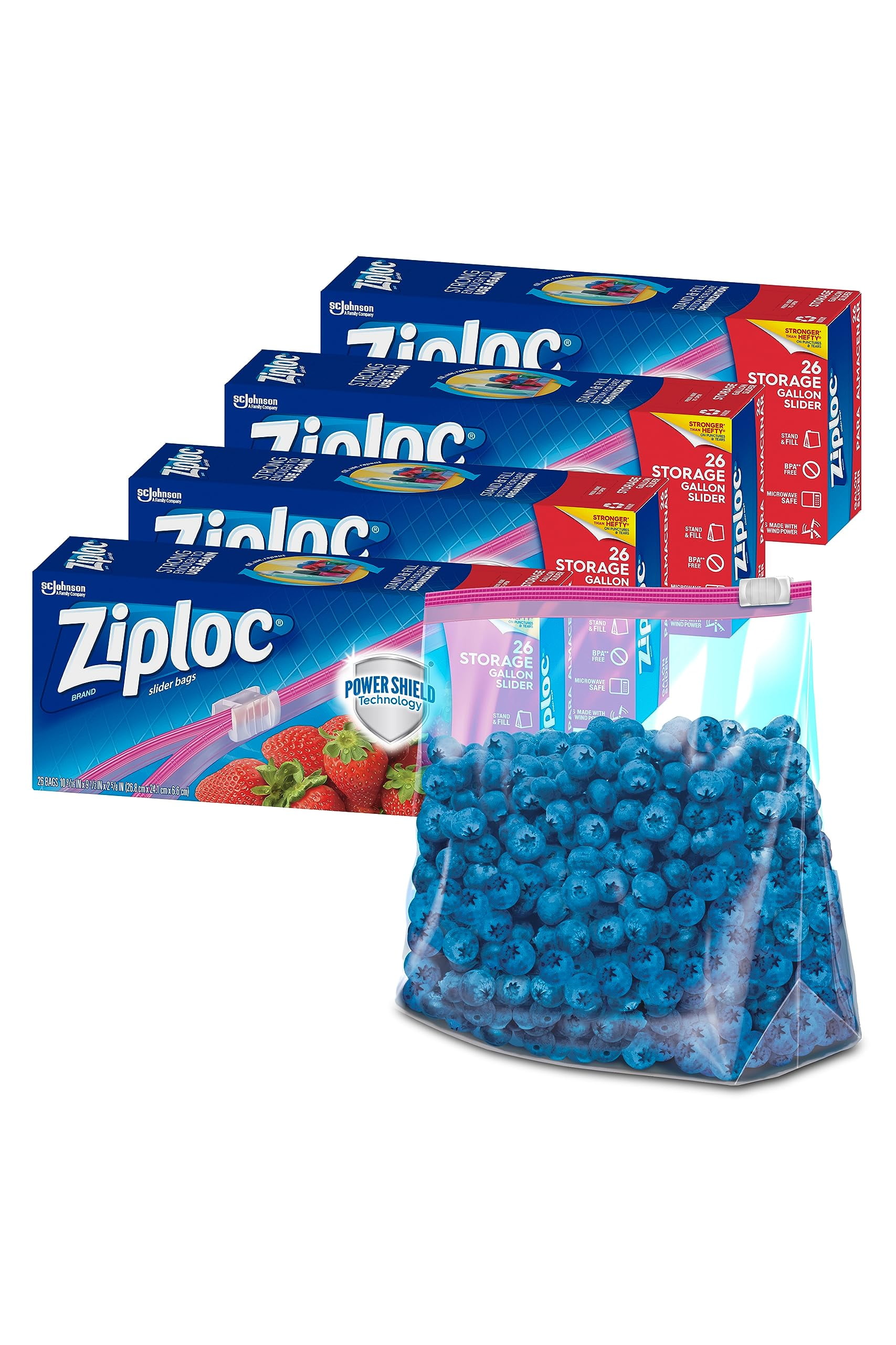 Ziploc Gallon Food Storage Slider Bags, Power Shield Technology for ...