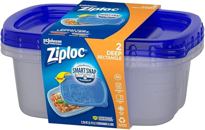 Ziploc Large Rectangle 9 Cup Containers with Lids, 2 Count - Walmart.com