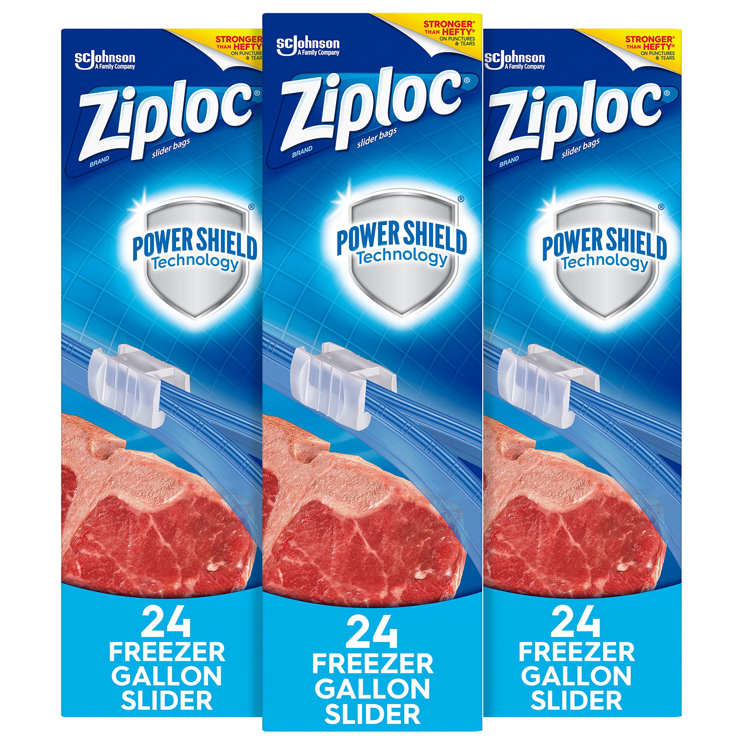 Ziploc Slider Freezer Bags, Stand-And-Fill With Expandable Bottom, Gallon, 72 Count, 24 Count ...