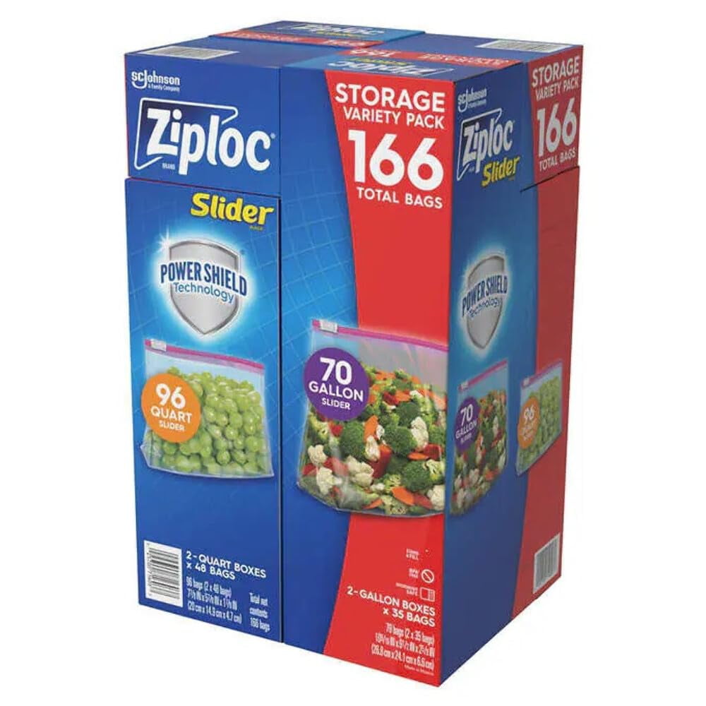 Ziploc Slider Storage Bags 166 Count Variety Pack: Quart (96 Ct.), Gallon (70 Ct.) - Walmart.com