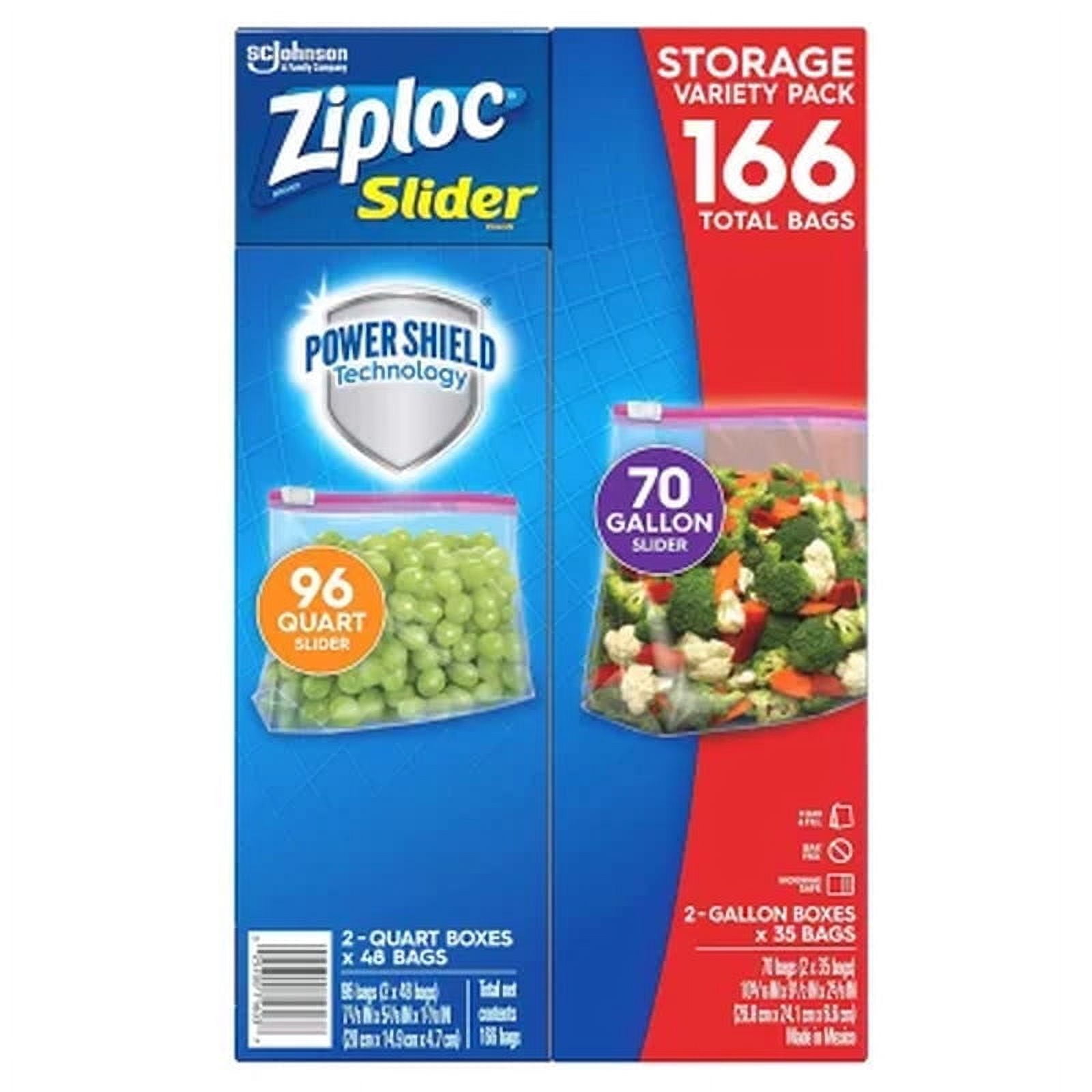 Ziploc Slider Storage Bags Variety Pack, Quart 96 Ct., Gallon 70 Ct. - Walmart.com
