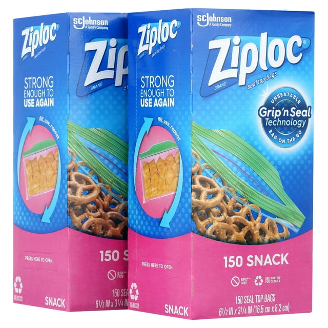 Ziploc Grip 'n Seal Top Snack Bags (300 ct) - Walmart.com