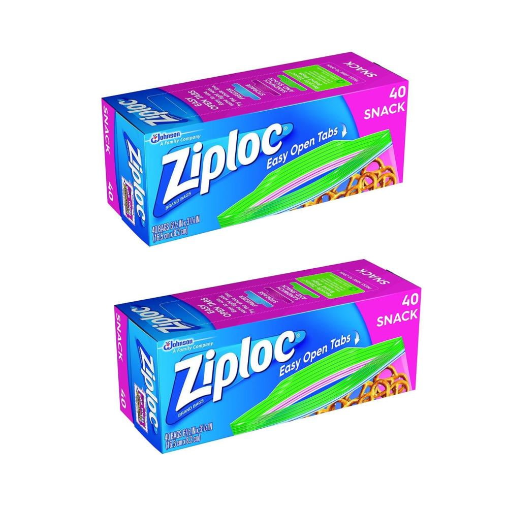 Ziploc Snack Bags Grip N Seal Tab Double Zipper 6.5 x 3.25 in Clear 40 ...