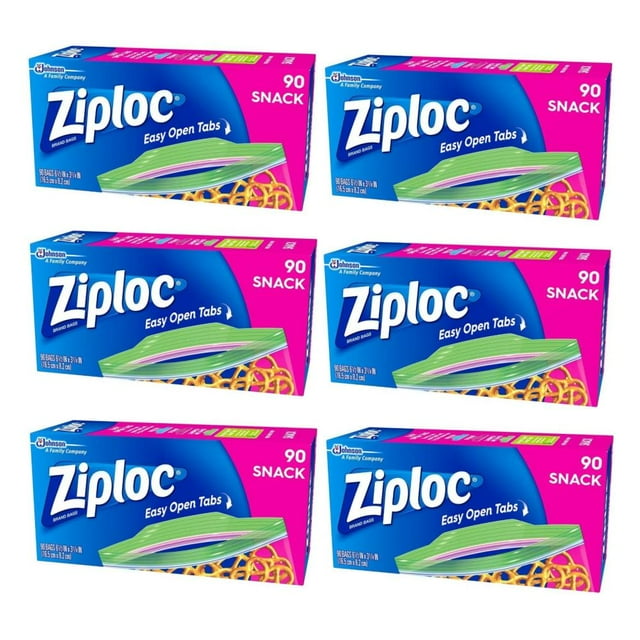 Ziploc Snack Bags Grip n Seal Tab Double Zipper 6.5 x 3.25 in Clear 90 ...