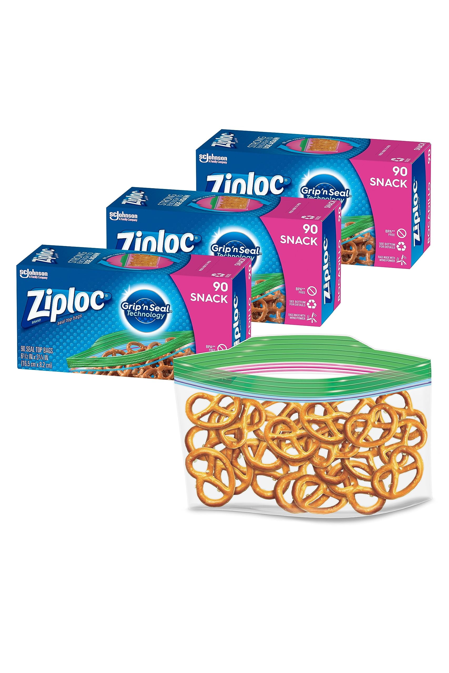 Ziploc Snack Bags, Storage Bags For On The Go Freshness, Grip ,N Seal ...