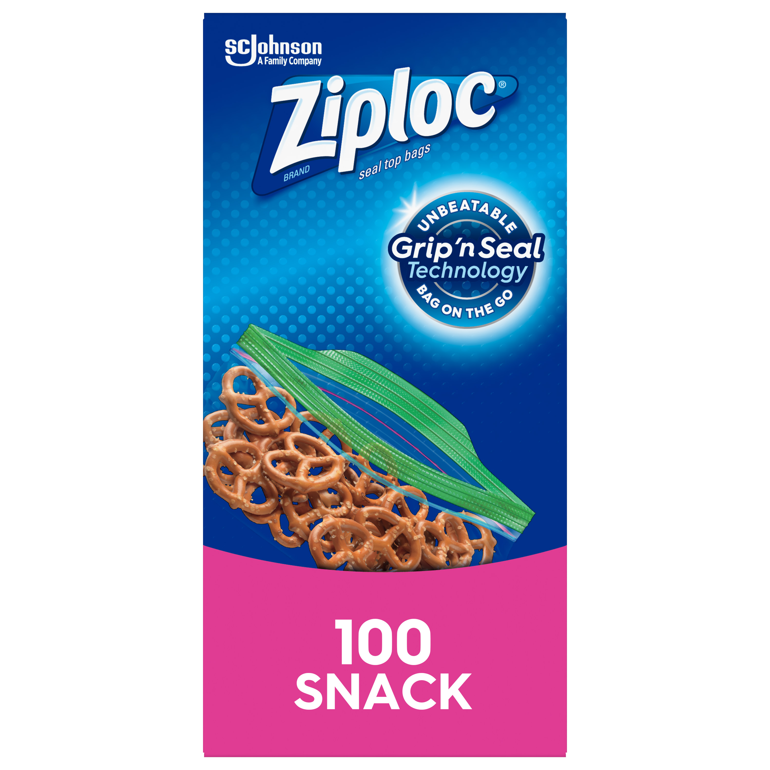 Great Value Fresh Seal Double Zipper Rectangle Portion Snack Bags, 100 ...