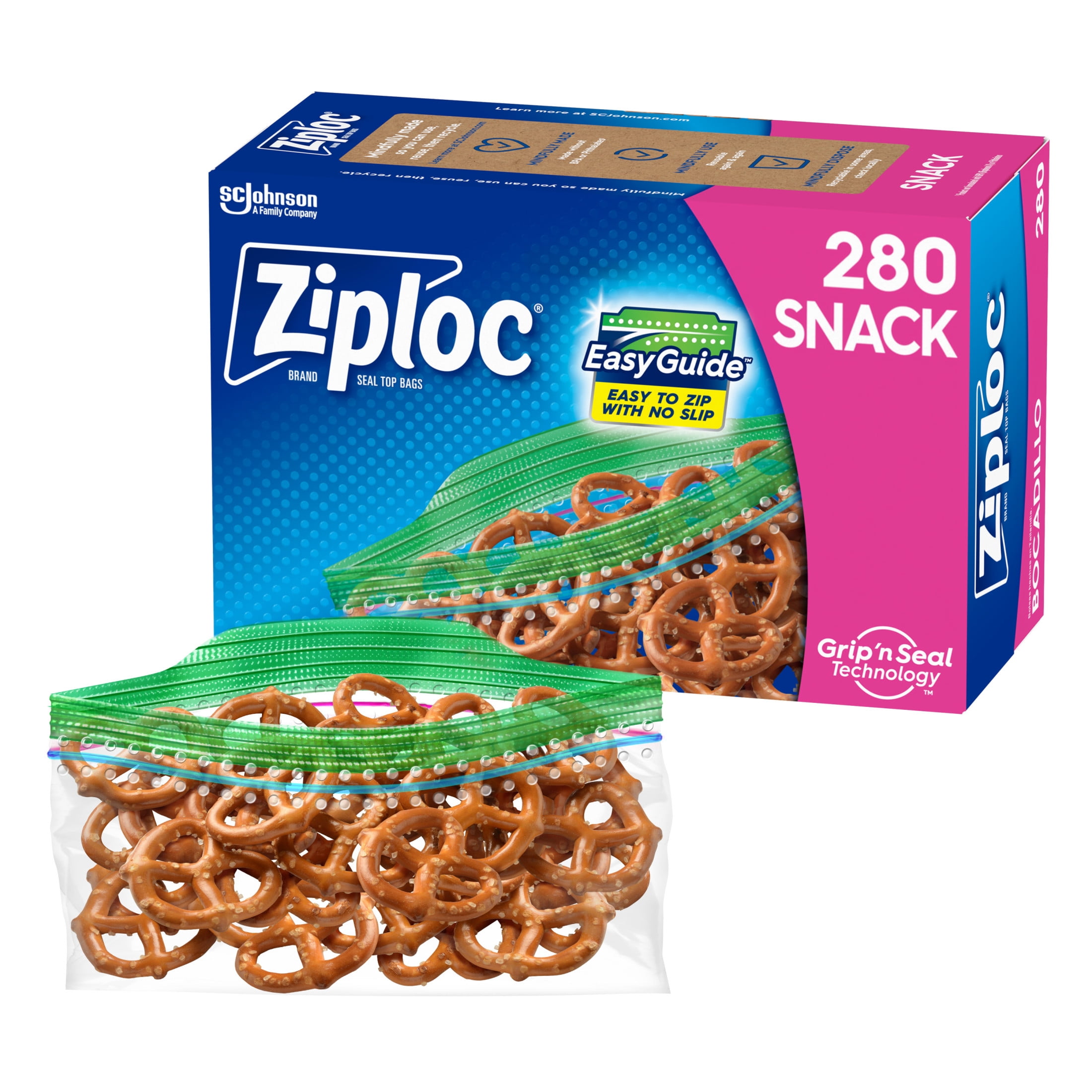 Ziploc® Resealable Snack Bags, Small Size Storage for Lunch, Reclosable ...