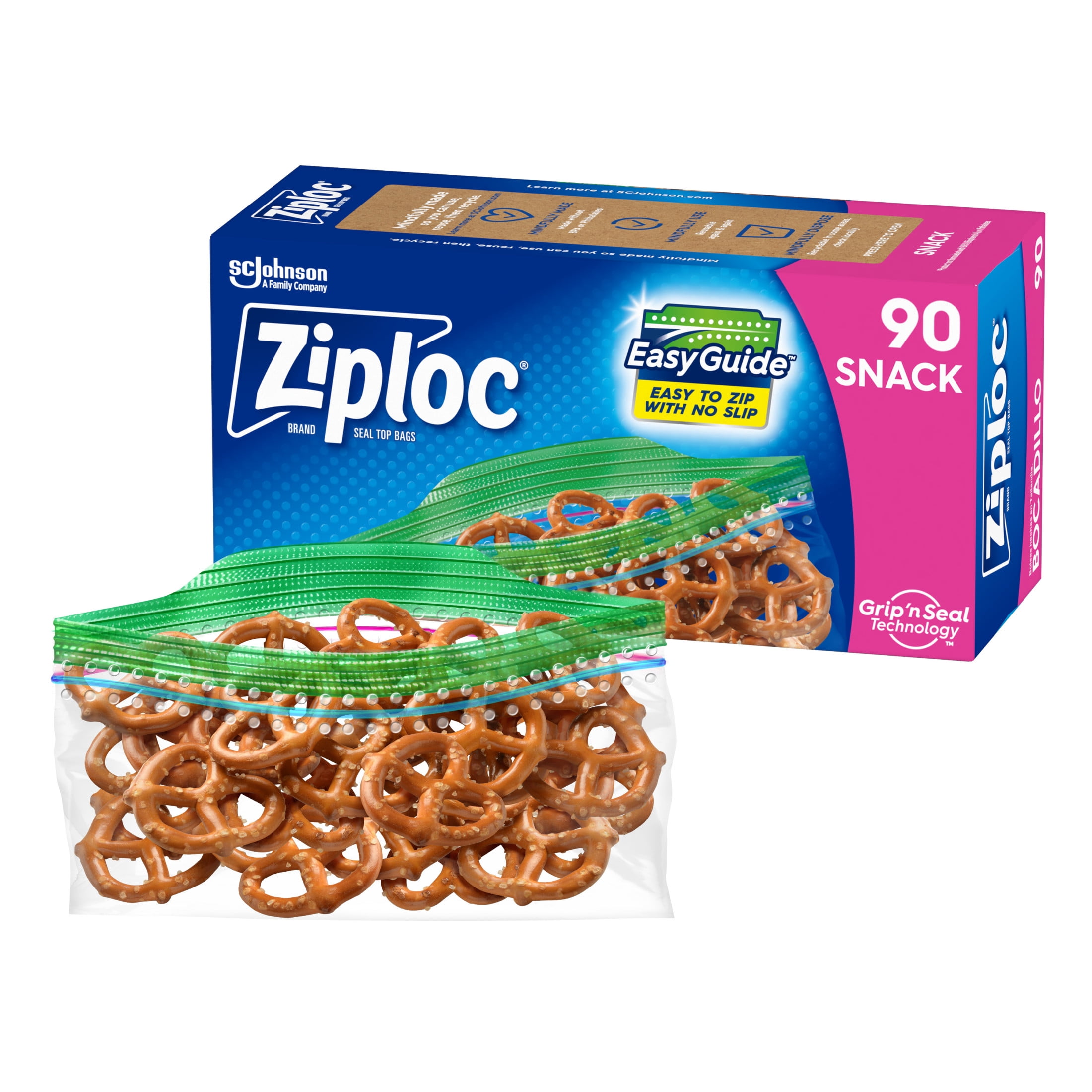 Ziploc® Snack Bags with EasyGuide™ Texture, Small Plastic Bags with ...