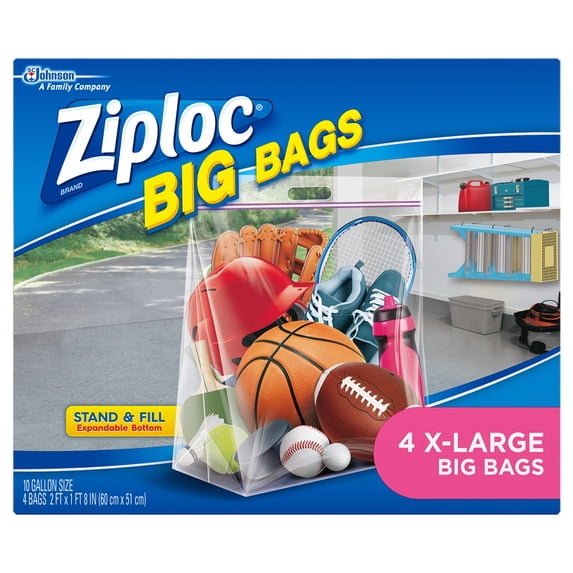Ziploc Storage Bags, Double Zipper Seal & Expandable Bottom, Extra ...