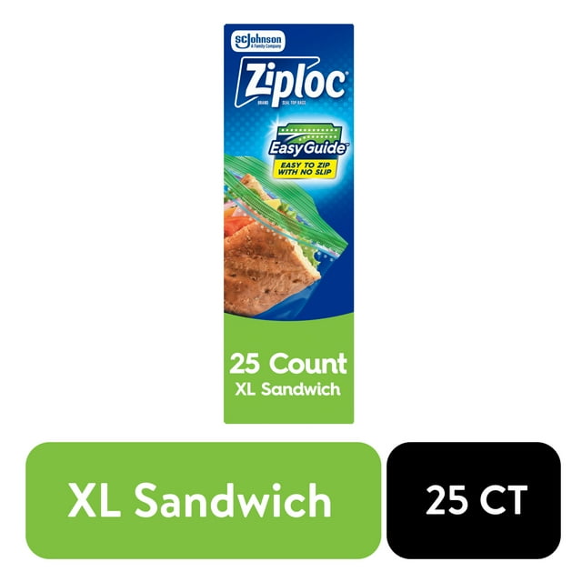 Ziploc® XL Sandwich Bags with EasyGuide™ 25 Count - Walmart.com