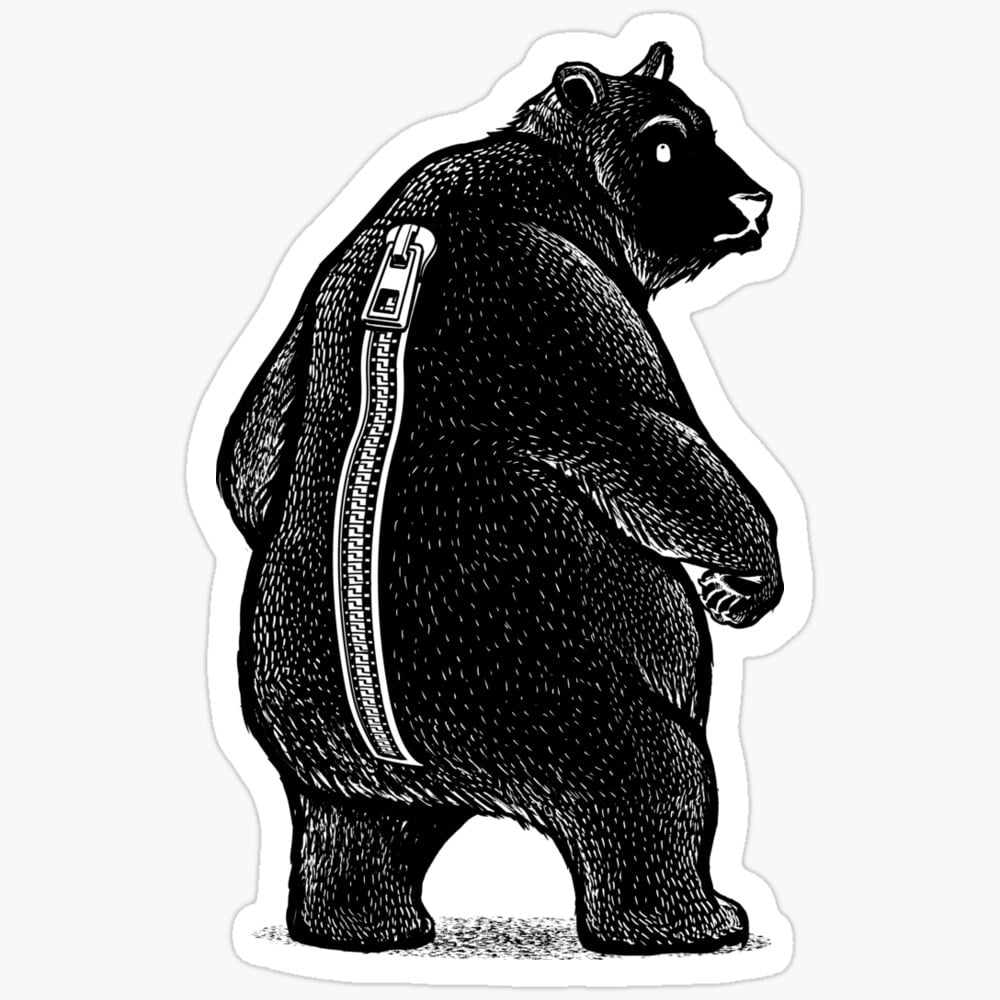 Zipper Bear Disguise Sticker Phone Decal Water Bottle Stickers Car ...