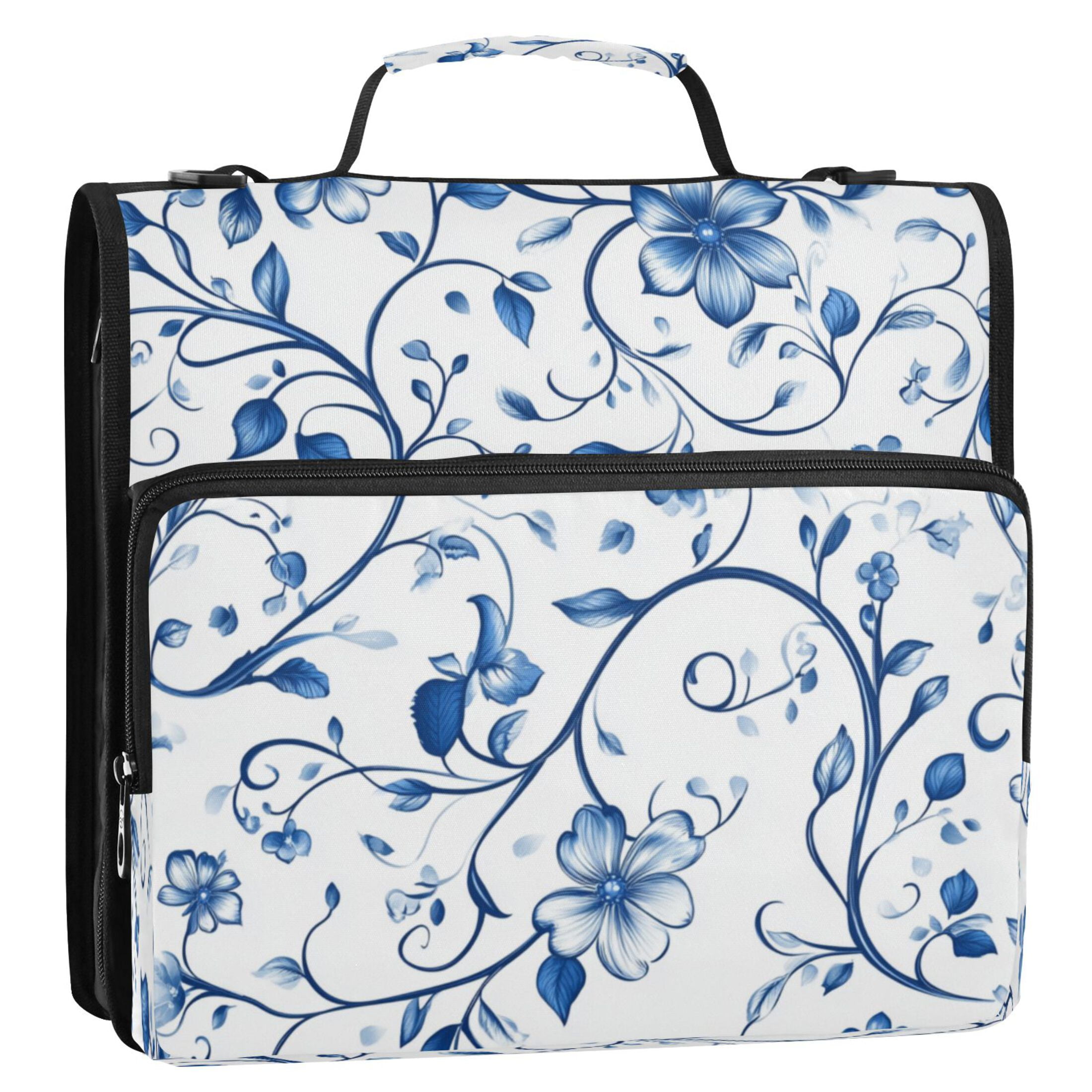 Zipper Binder 3 Rings Stationery Office Files Daily Organizer File Folder Storage Bag Blue ...