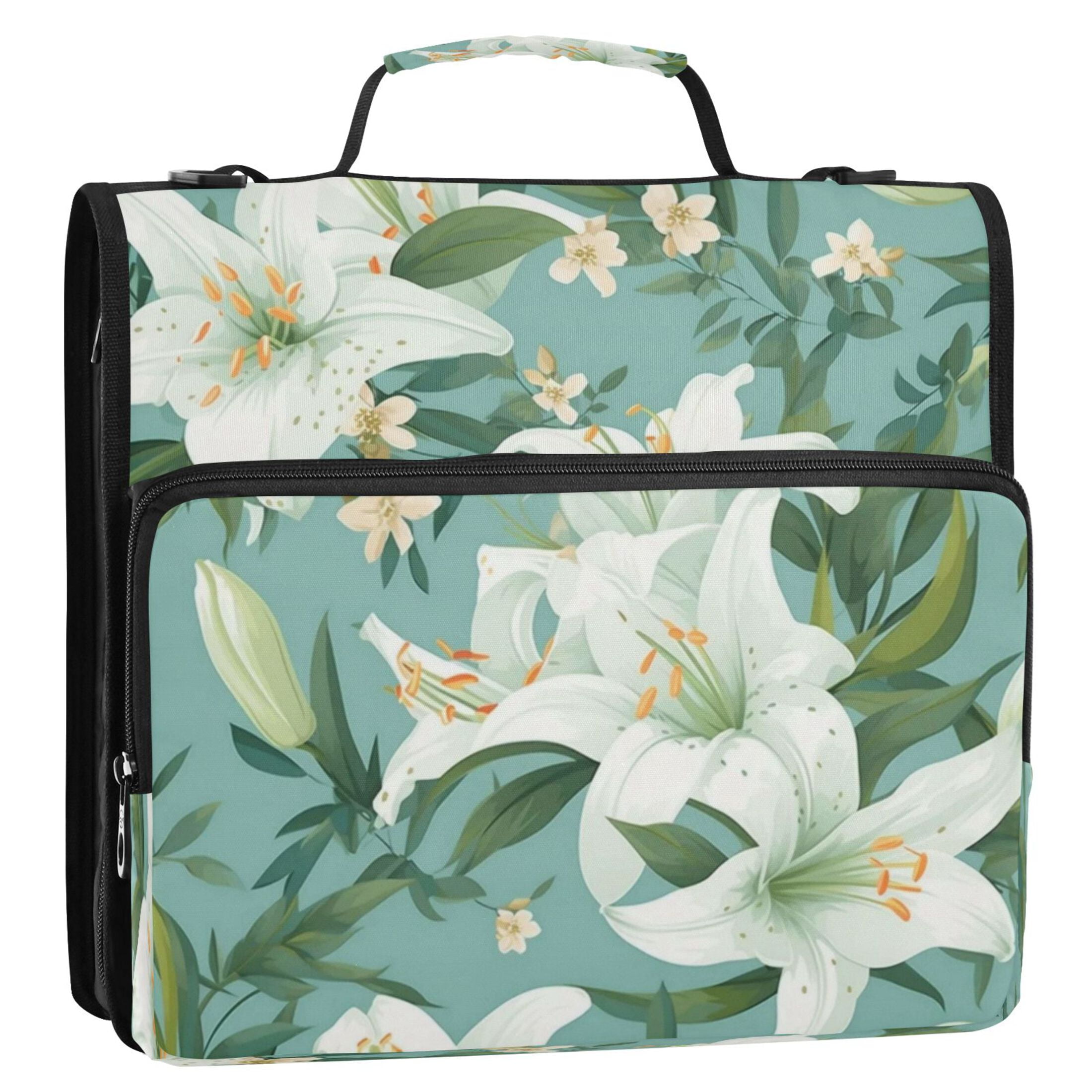 Zipper Binder 3 Rings Stationery Office Files Daily Organizer File Folder Storage Bag Lily ...