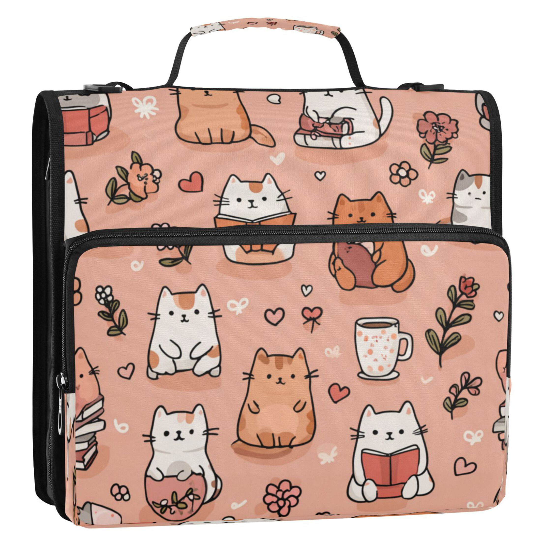 Zipper Binder 3 Rings Stationery Office Files Daily Organizer File Folder Storage Bag Pastel ...