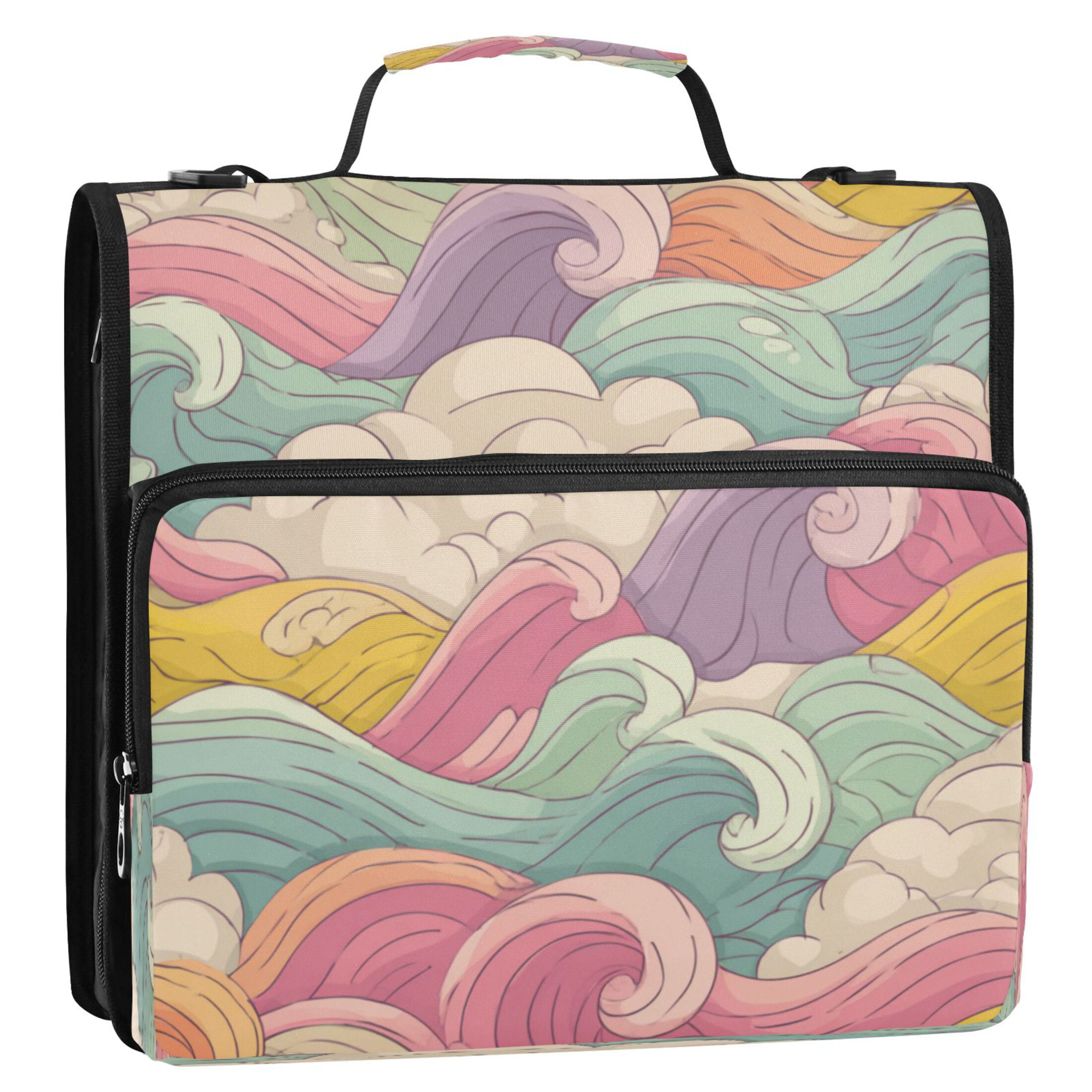 Zipper Binder 3 Rings Stationery Office Files Daily Organizer File Folder Storage Bag Pastel ...