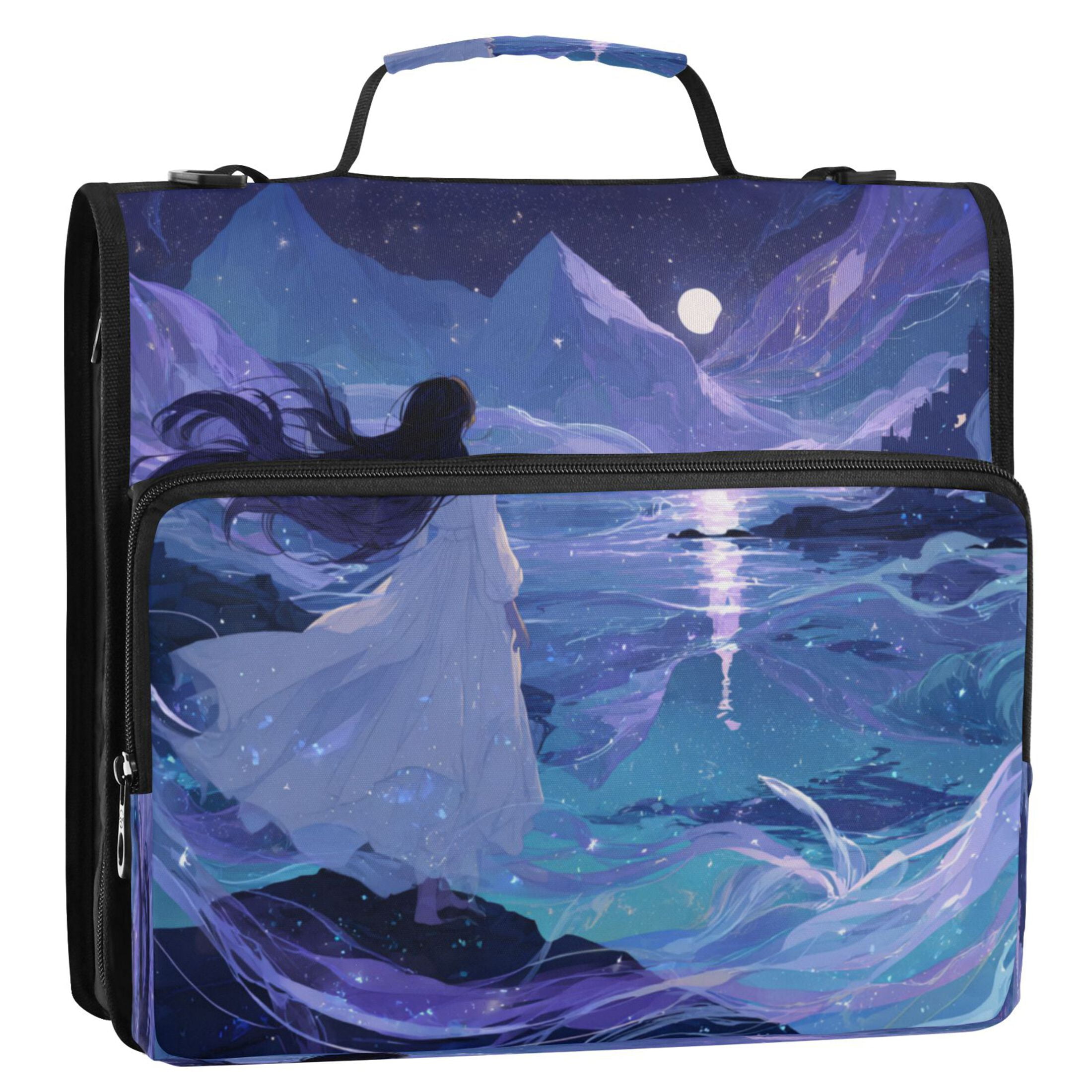 Zipper Binder 3 Rings Stationery Office Files Daily Organizer File Folder Storage Bag Purple ...