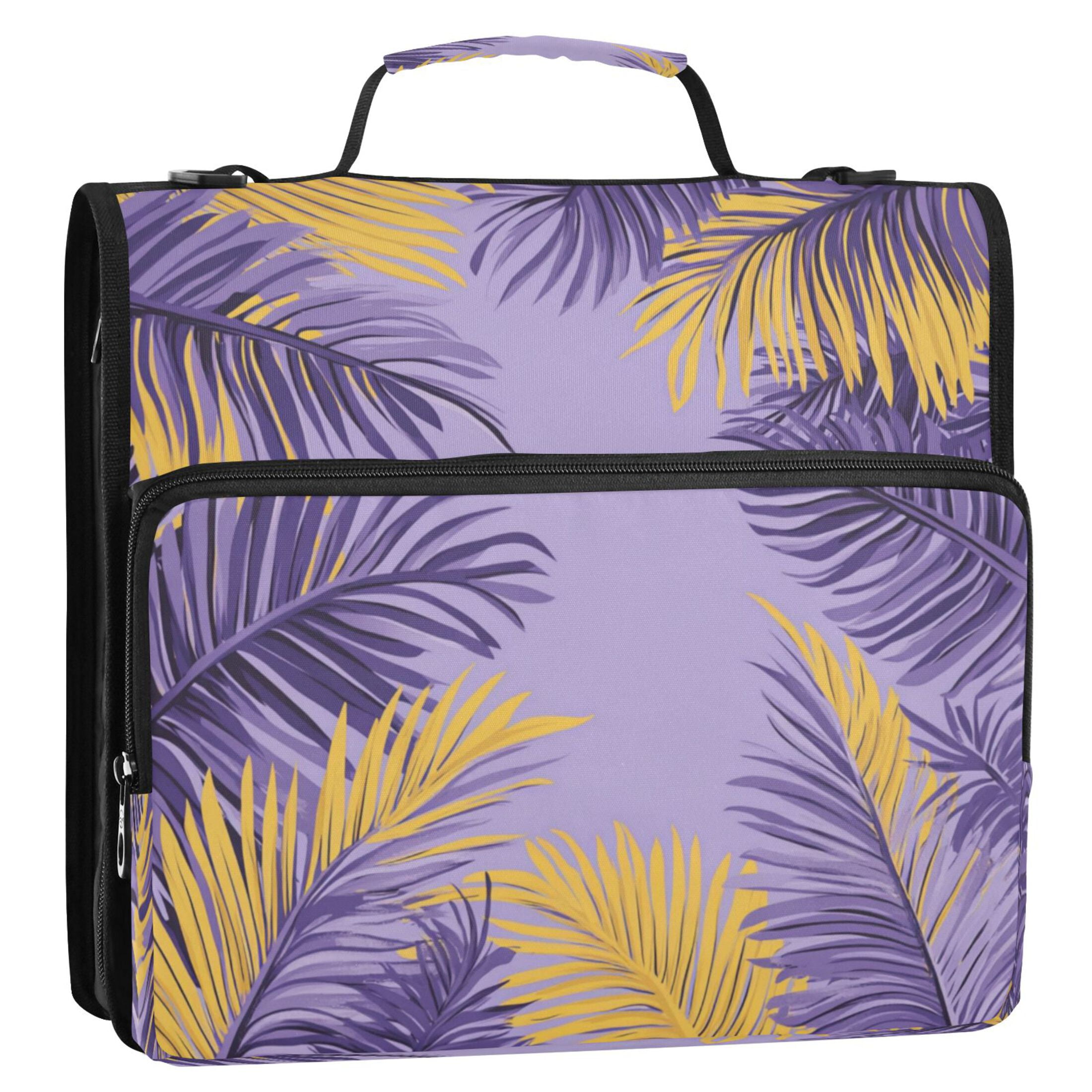 Zipper Binder 3 Rings Stationery Office Files Daily Organizer File Folder Storage Bag Purple and ...