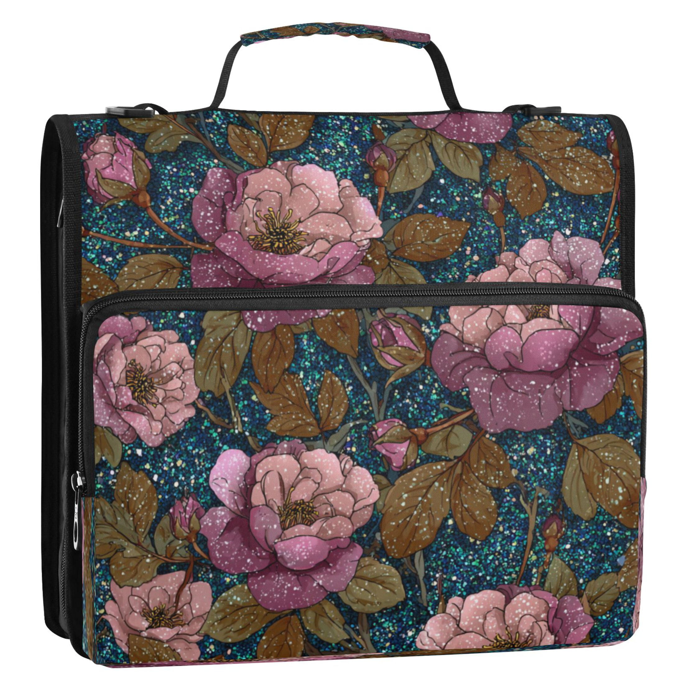 Zipper Binder 3 Rings Stationery Office Files Daily Organizer File Folder Storage Bag Shiny ...