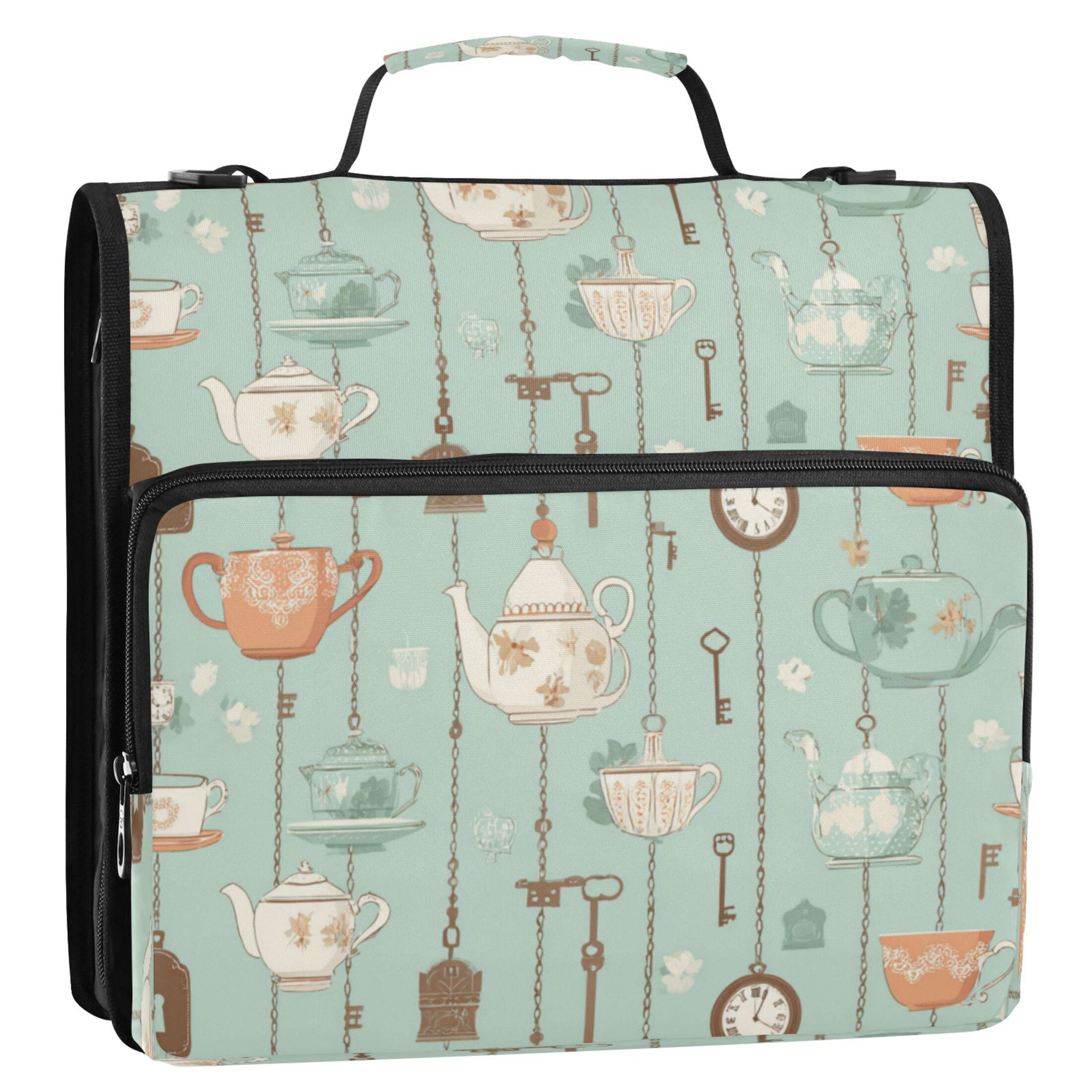 Zipper Binder 3 Rings Stationery Office Files Daily Organizer File Folder Storage Bag Teapots ...