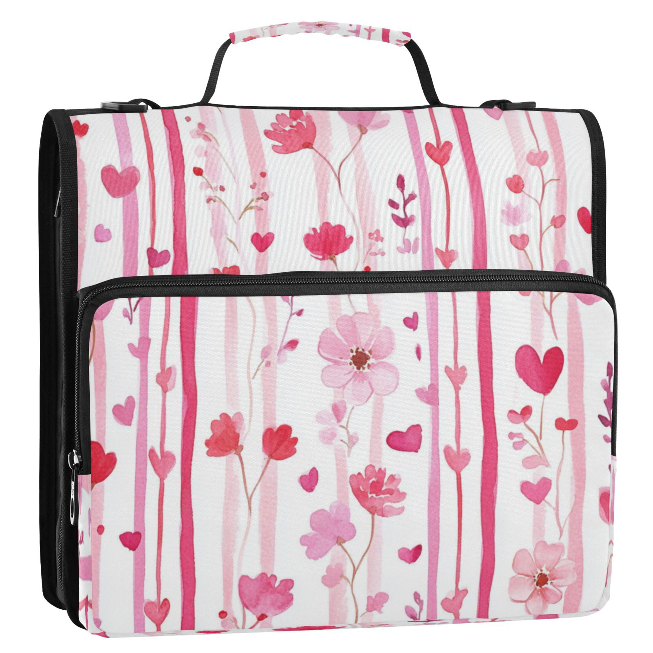 Zipper Binder 3 Rings Stationery Office Files Daily Organizer File Folder Storage Bag Watercolor ...