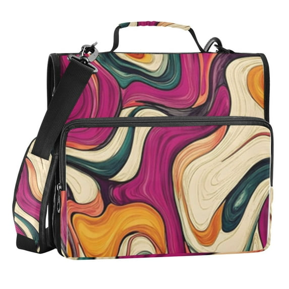 Zipper Binder Abstract Flow 1.5 Inch Binder Folder Bag with Shoulder ...
