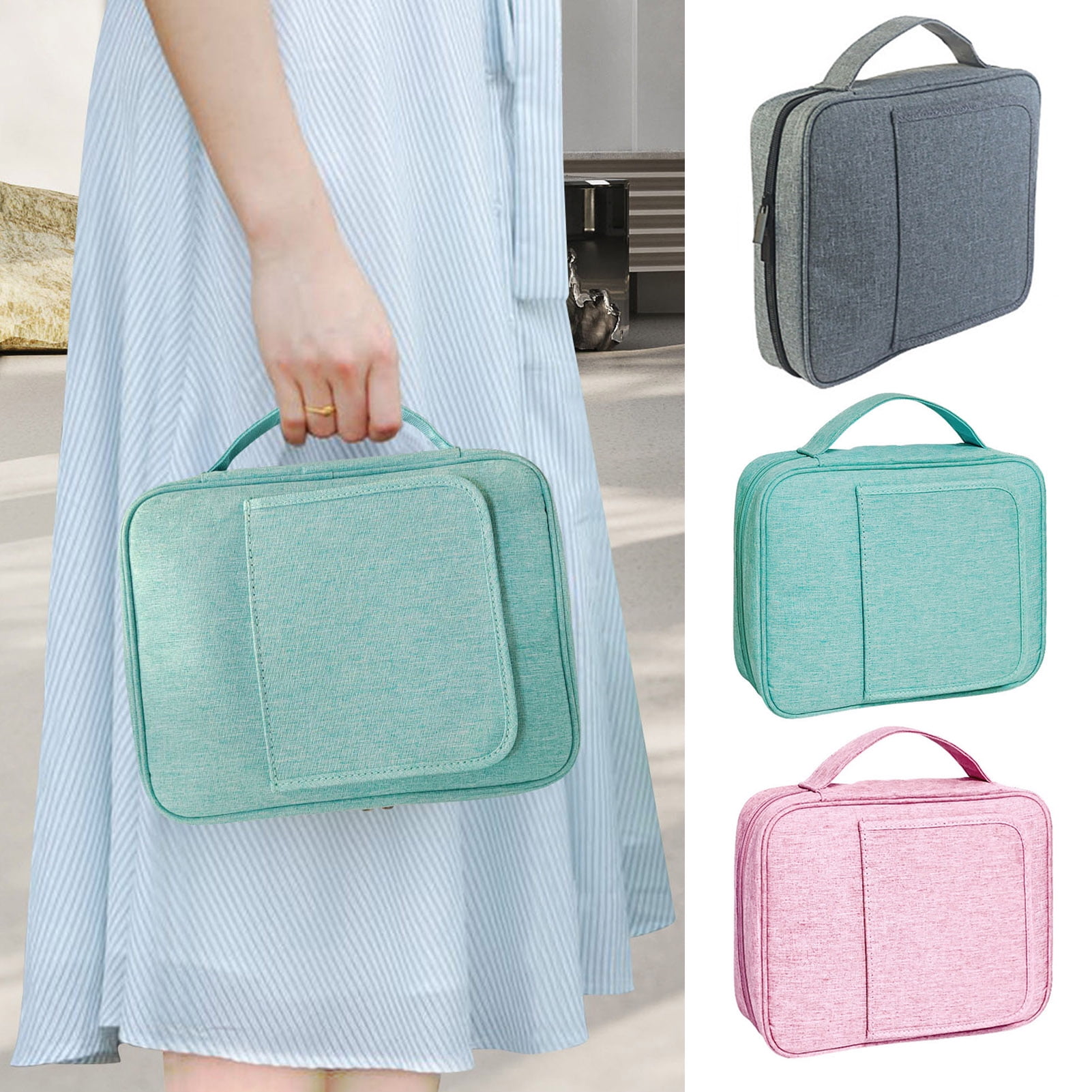 Zipper Binder Bag with Handle Large Capacity Waterproof Document File ...