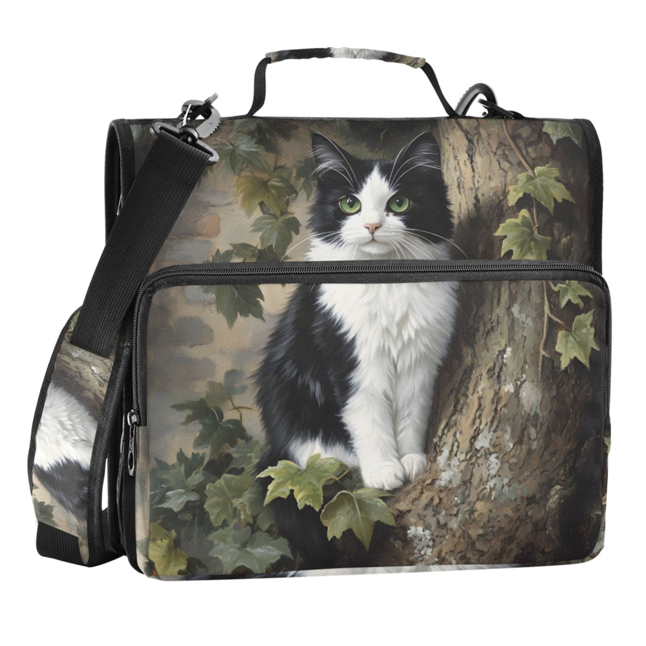 Zipper Binder Black and White Cat 1.5 Inch Binder Folder Bag with ...