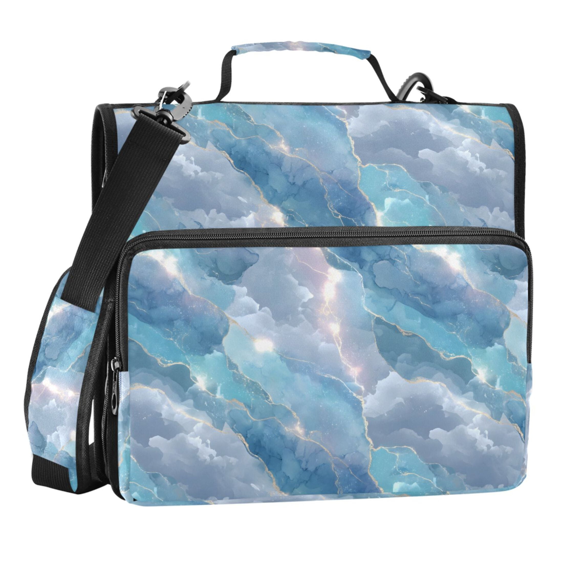Zipper Binder Blue Marble Texture 1.5 Inch Binder Folder Bag with ...