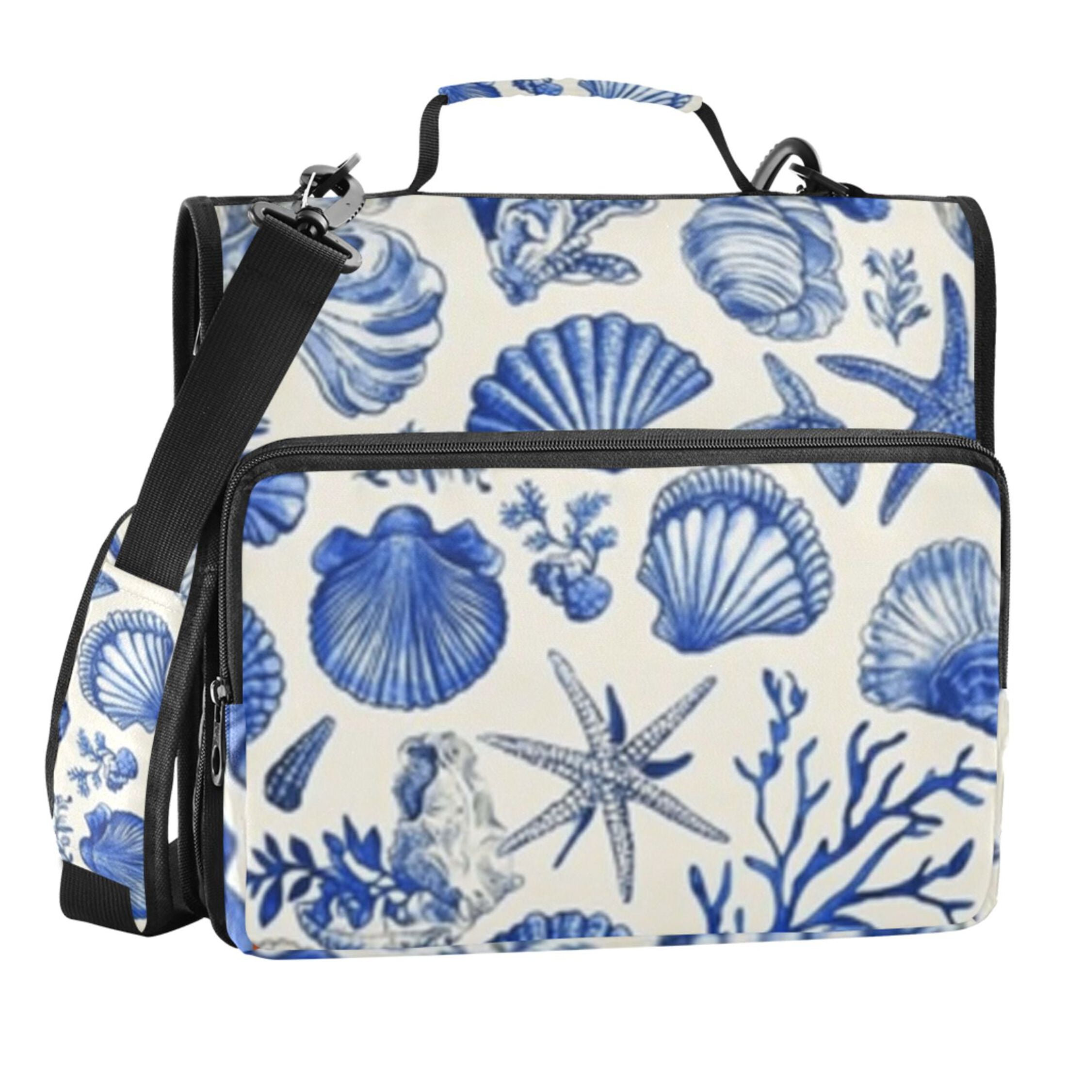 Zipper Binder Blue Seashells and Starfish 1.5 Inch Binder Folder Bag ...