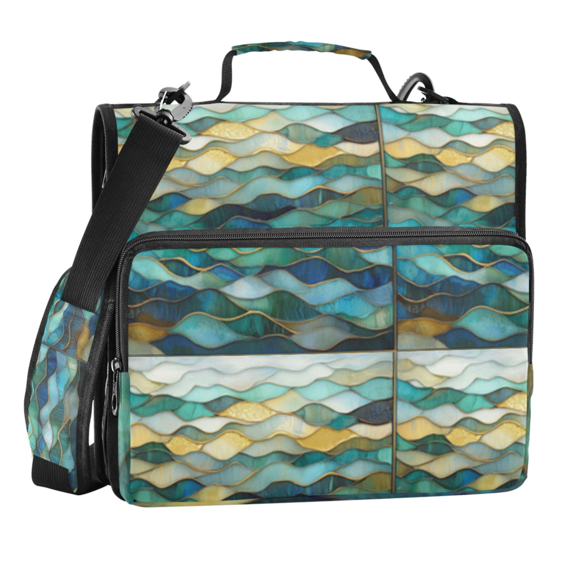 Zipper Binder Blue Waves 1.5 Inch Binder Folder Bag with Shoulder Strap ...