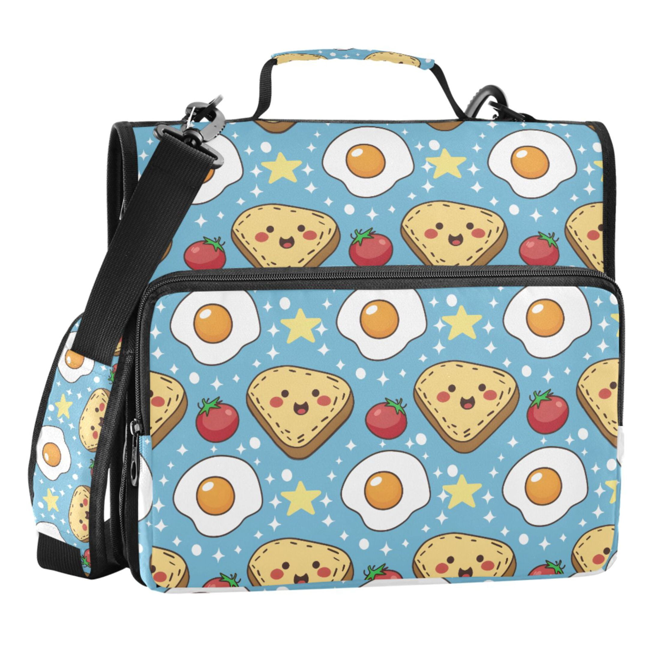 Zipper Binder Bread Fried Egg Tomato Pattern 1.5 Inch Binder Folder Bag ...