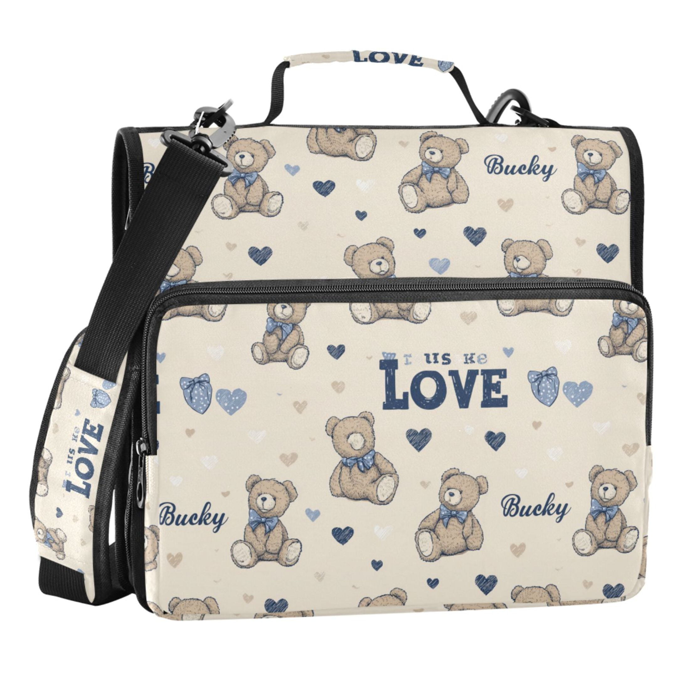 Zipper Binder Care Bear 1.5 Inch Binder Folder Bag with Shoulder Strap ...