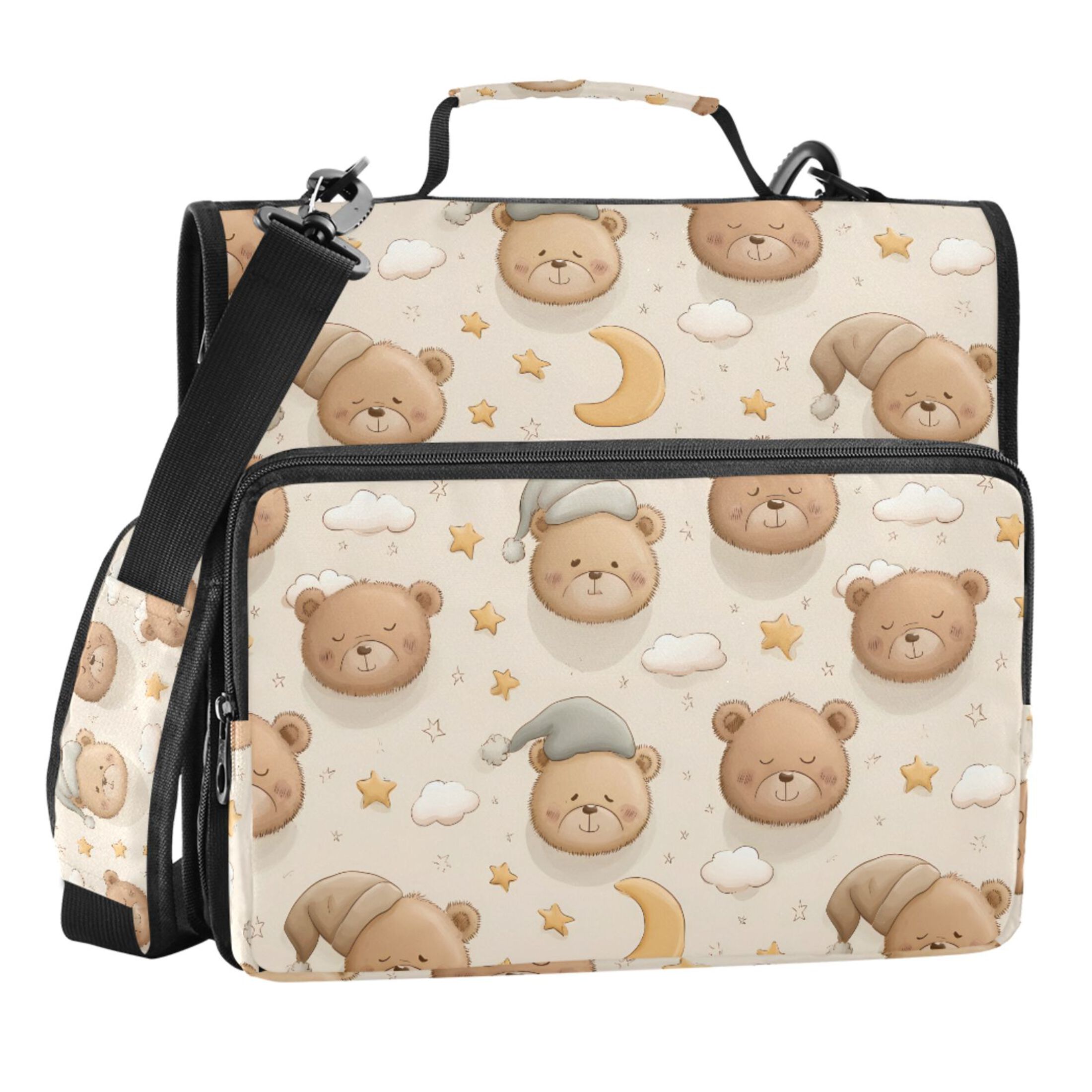 Zipper Binder Cartoon Bear Head 1.5 Inch Binder Folder Bag with ...