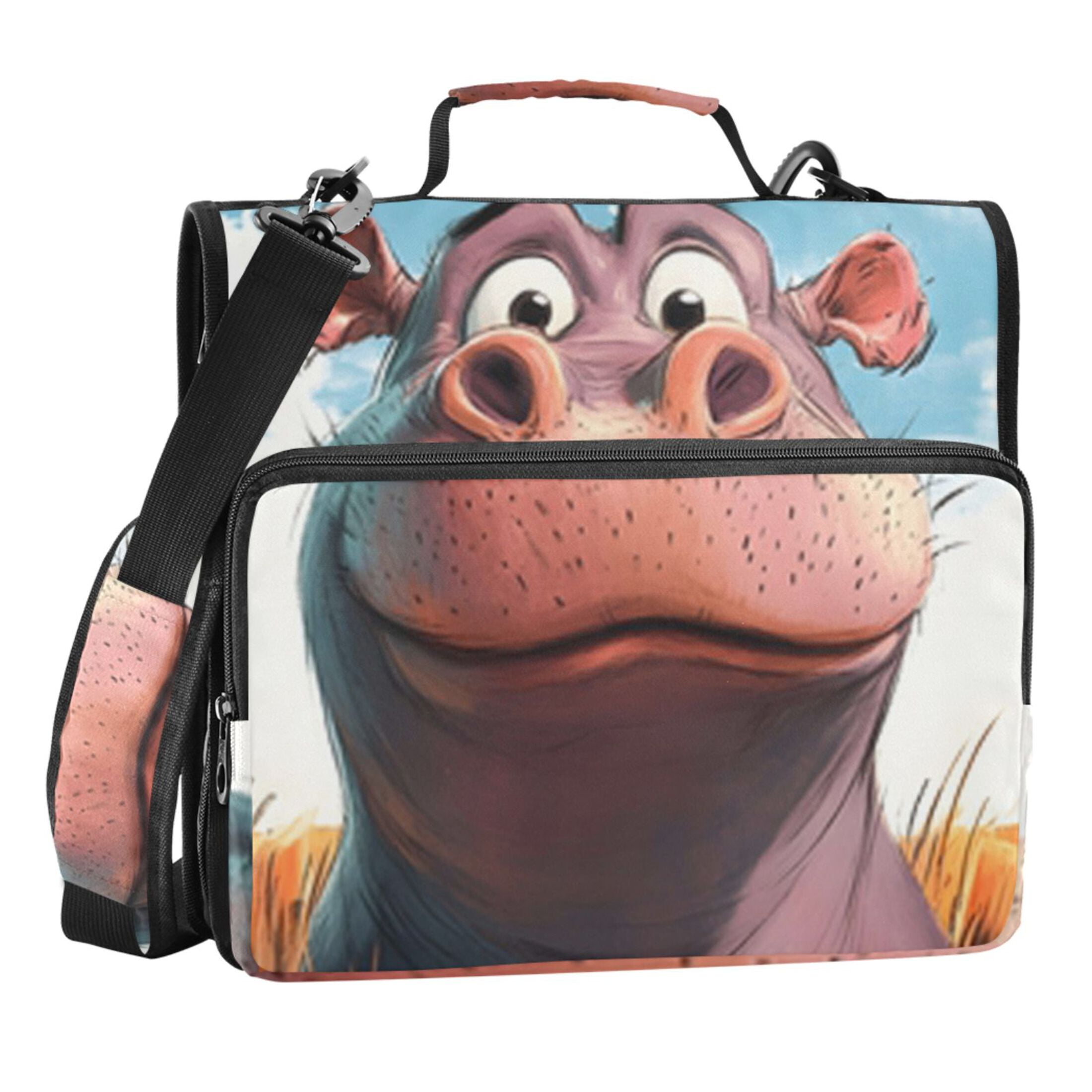 Zipper Binder Cartoon Cute Hippo 1.5 Inch Binder Folder Bag with ...