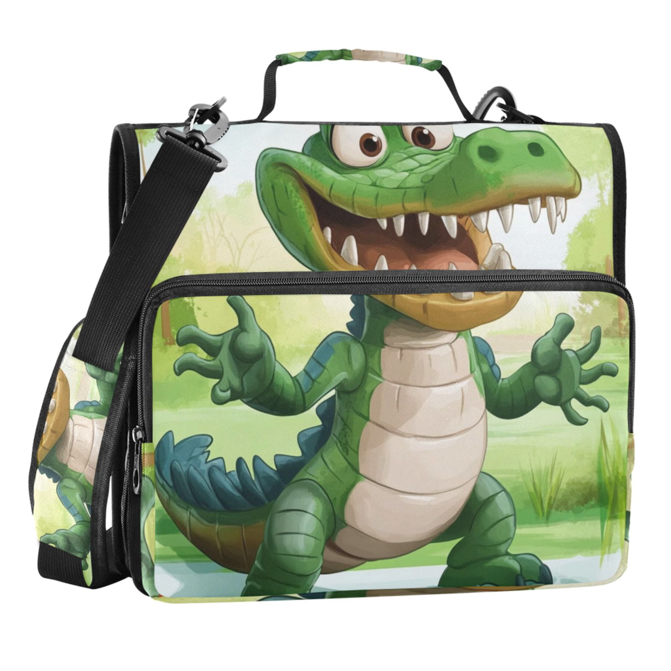Zipper Binder Cartoon Funny Crocodile 1.5 Inch Binder Folder Bag with ...