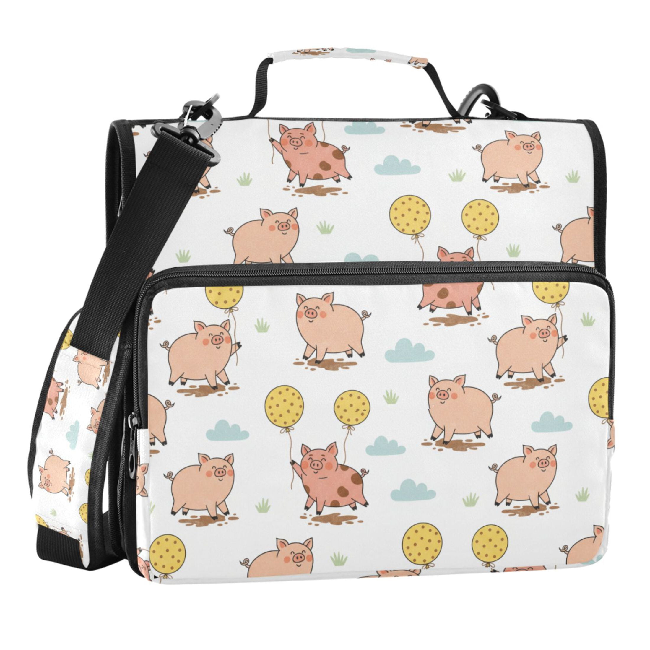 Zipper Binder Cartoon Pig Balloon 1.5 Inch Binder Folder Bag with ...