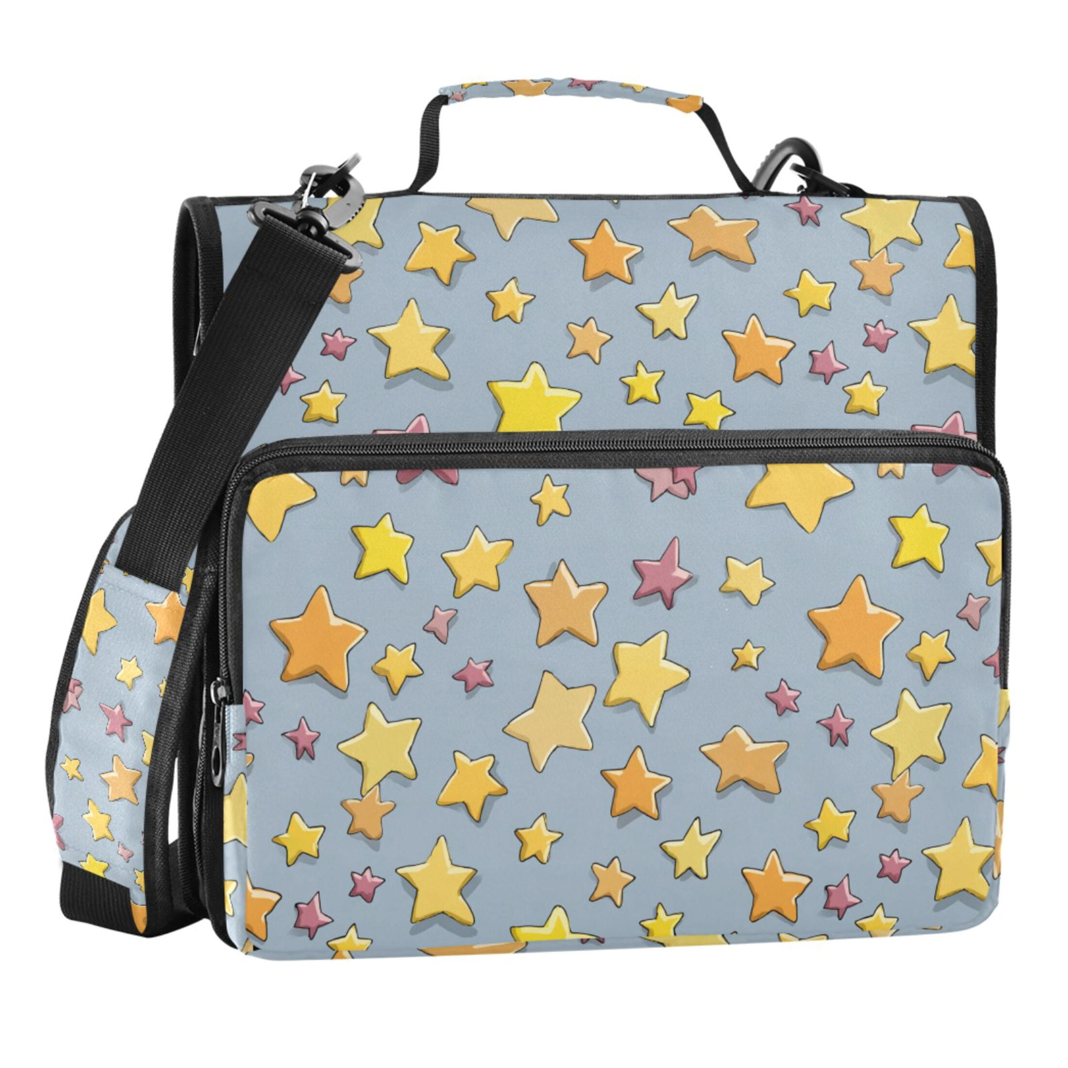 Zipper Binder Cartoon Stars 1.5 Inch Binder Folder Bag with Shoulder ...