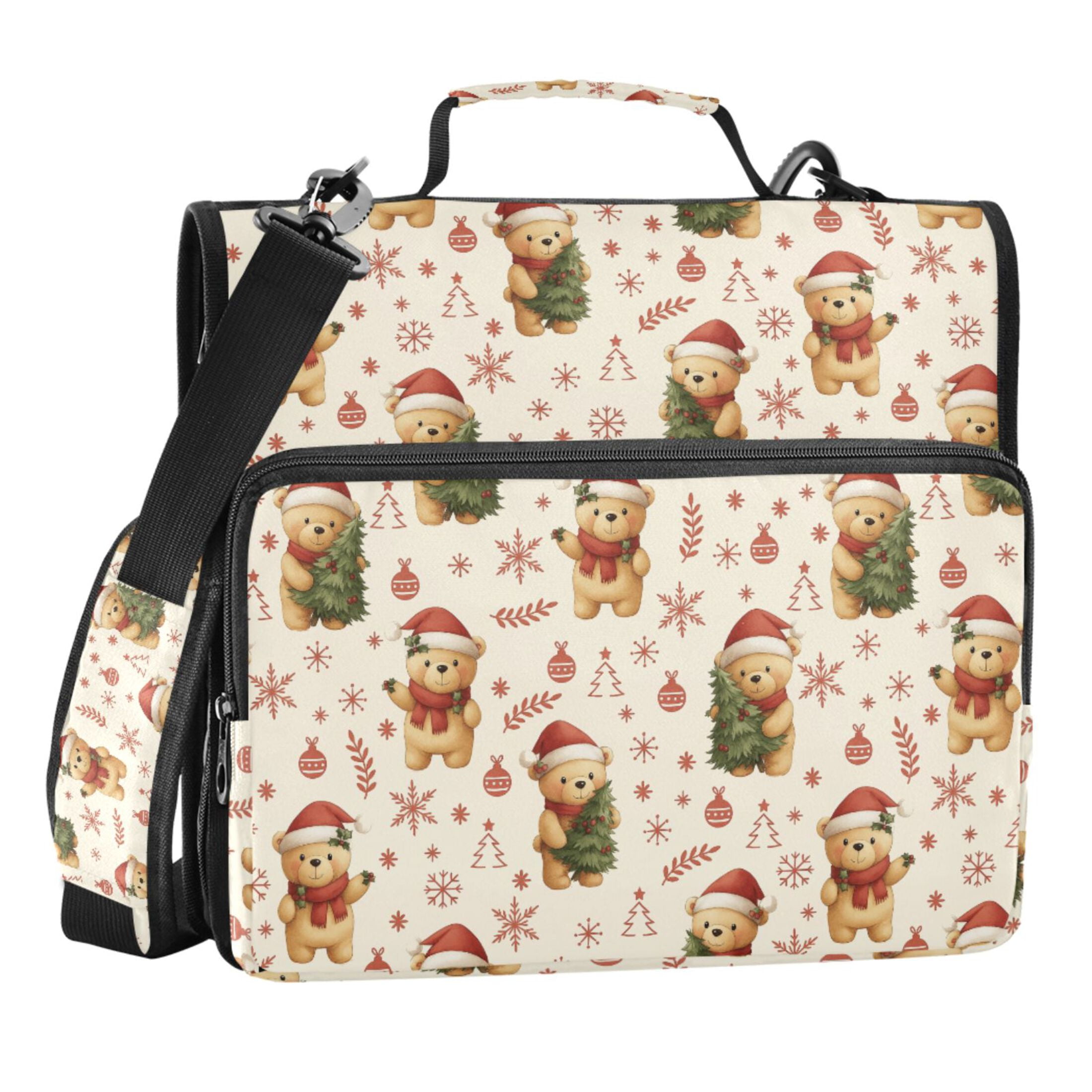 Zipper Binder Christmas Tree Bear 1.5 Inch Binder Folder Bag with ...
