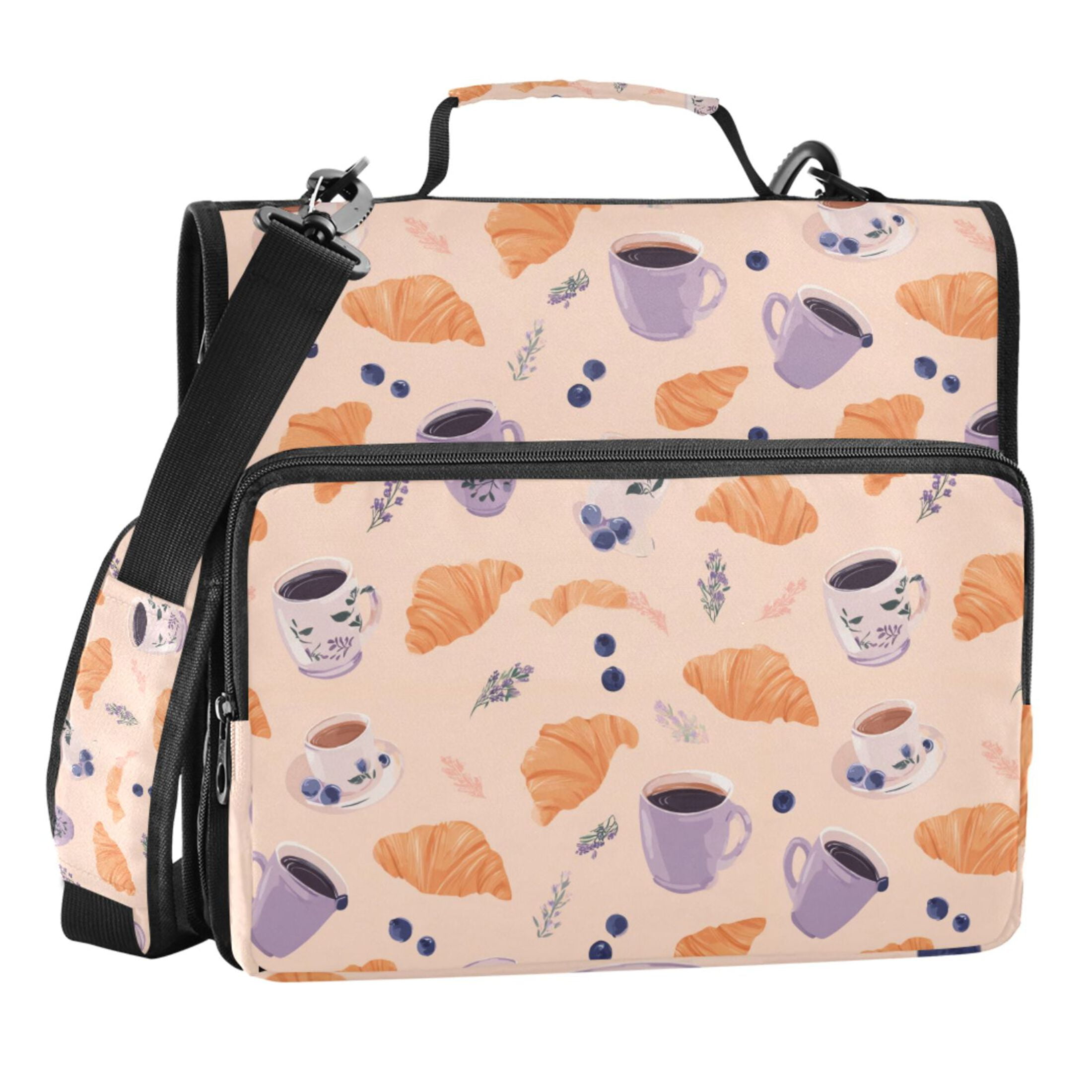 Zipper Binder Coffee Cups 1.5 Inch Binder Folder Bag with Shoulder ...