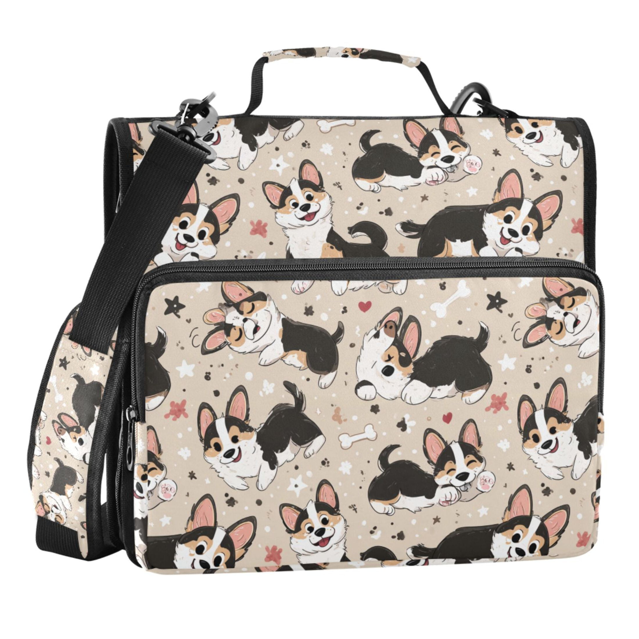 Zipper Binder Corgi 1.5 Inch Binder Folder Bag with Shoulder Strap and ...