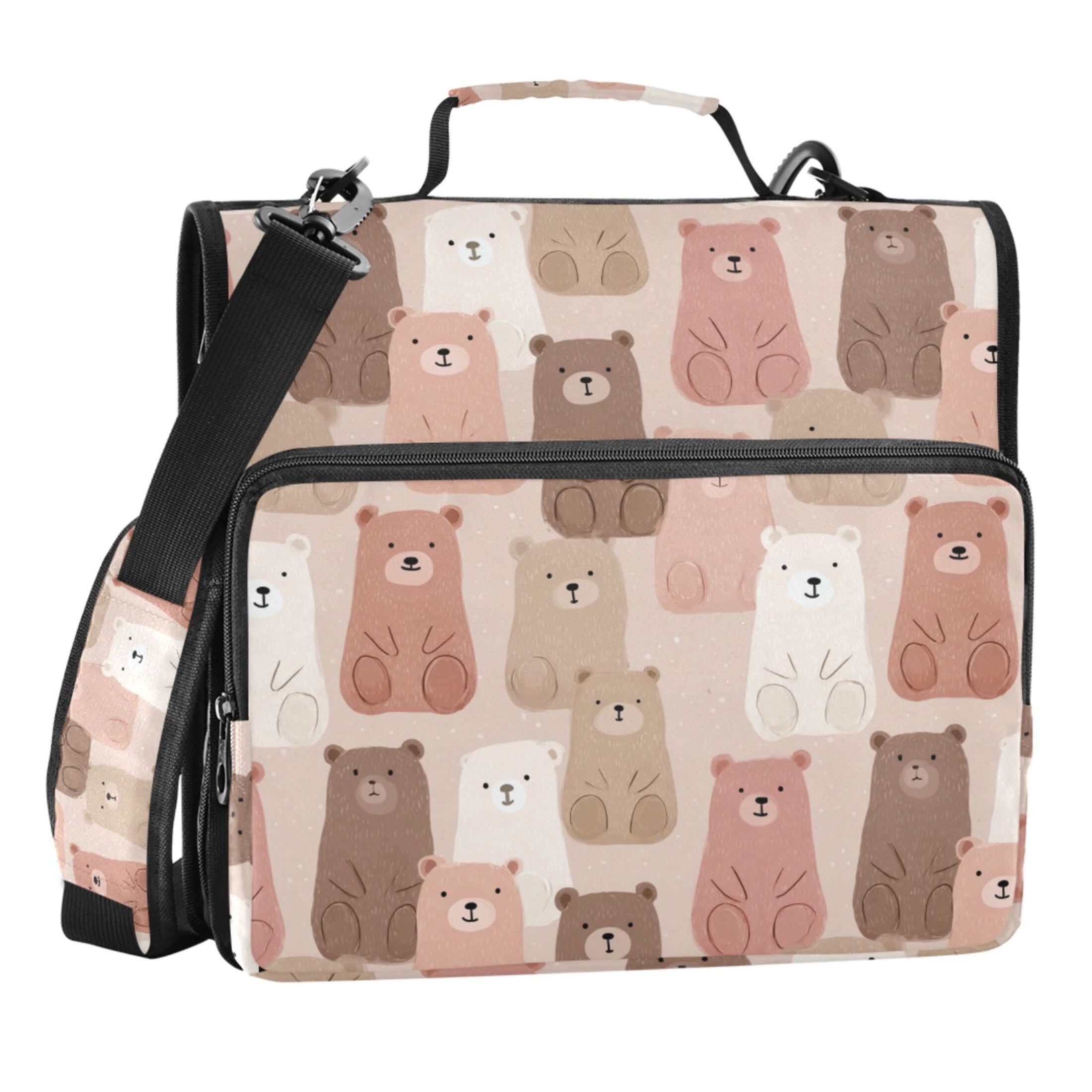 Zipper Binder Cute Bear 1.5 Inch Binder Folder Bag with Shoulder Strap ...