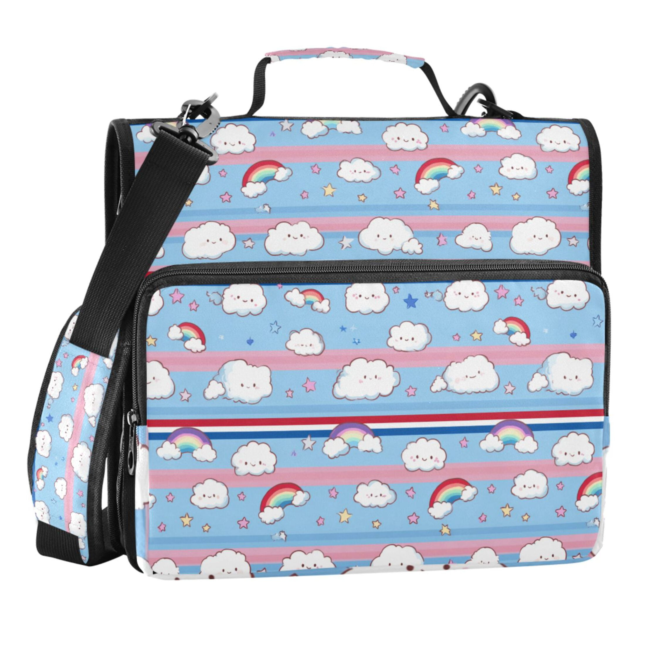 Zipper Binder Cute Clouds and Rainbows 1.5 Inch Binder Folder Bag with ...