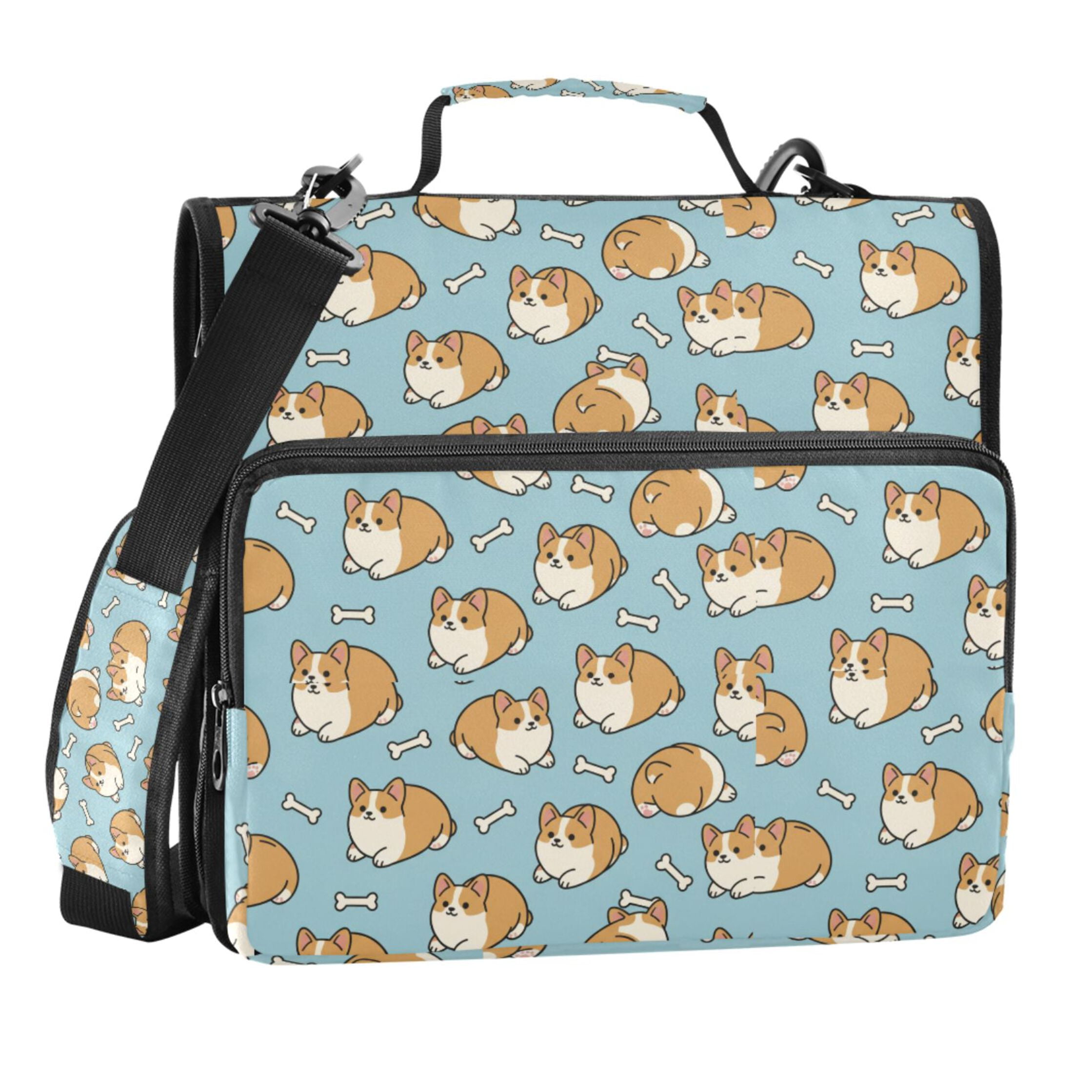 Zipper Binder Cute Corgi Butt 1.5 Inch Binder Folder Bag with Shoulder ...
